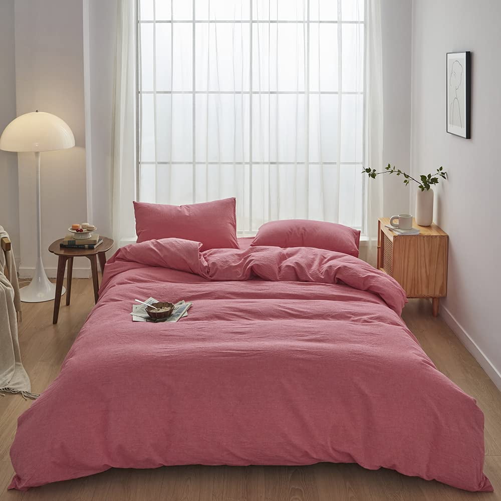 Bedding Duvet Cover Set Queen Size 3 Pieces 100% Washed Cotton ...