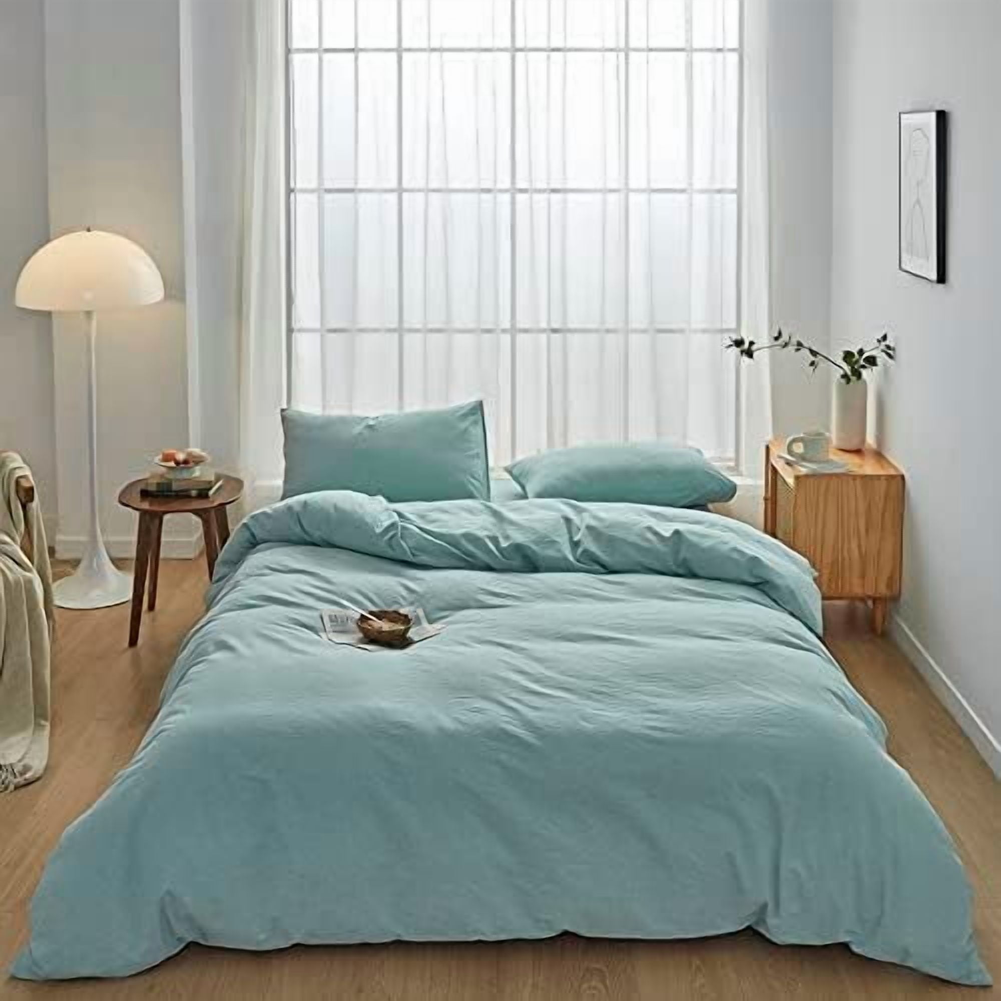 Bedding Duvet Cover Set100% Washed Cotton Duvet Cover Linen Like ...