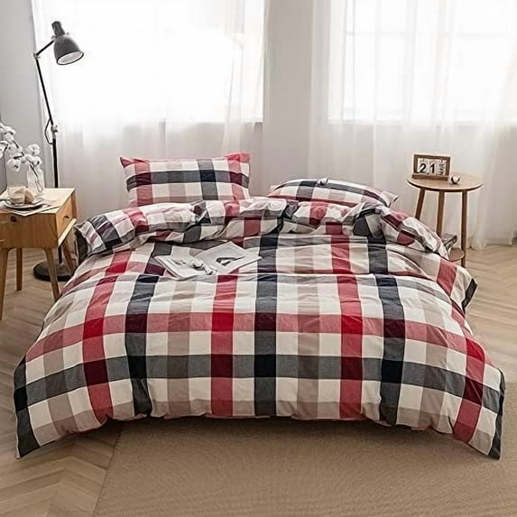 Bedding Duvet Cover Set100% Washed Cotton Duvet Cover Linen Like ...