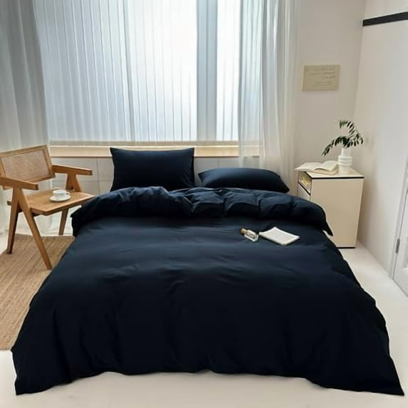 Bedding Duvet Cover Set100% Washed Cotton Duvet Cover Linen Like ...