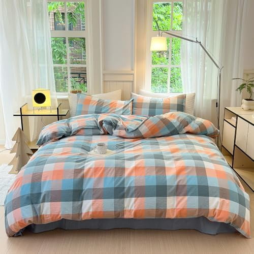 Bedding Duvet Cover Set100% Washed Cotton Duvet Cover Linen Like ...