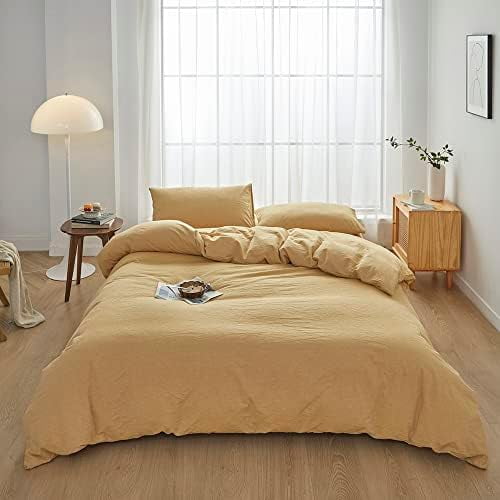 Bedding Duvet Cover Set100% Washed Cotton Duvet Cover Linen Like ...