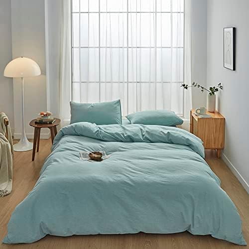 Bedding Duvet Cover Set100% Washed Cotton Duvet Cover Linen Like ...