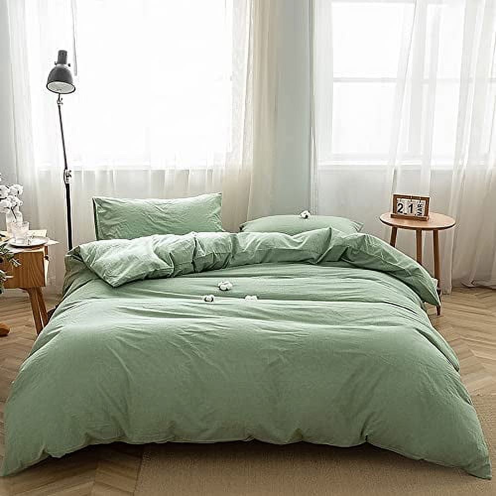 Bedding Duvet Cover Set100% Washed Cotton Duvet Cover Linen Like Textured Breathable Durable ...