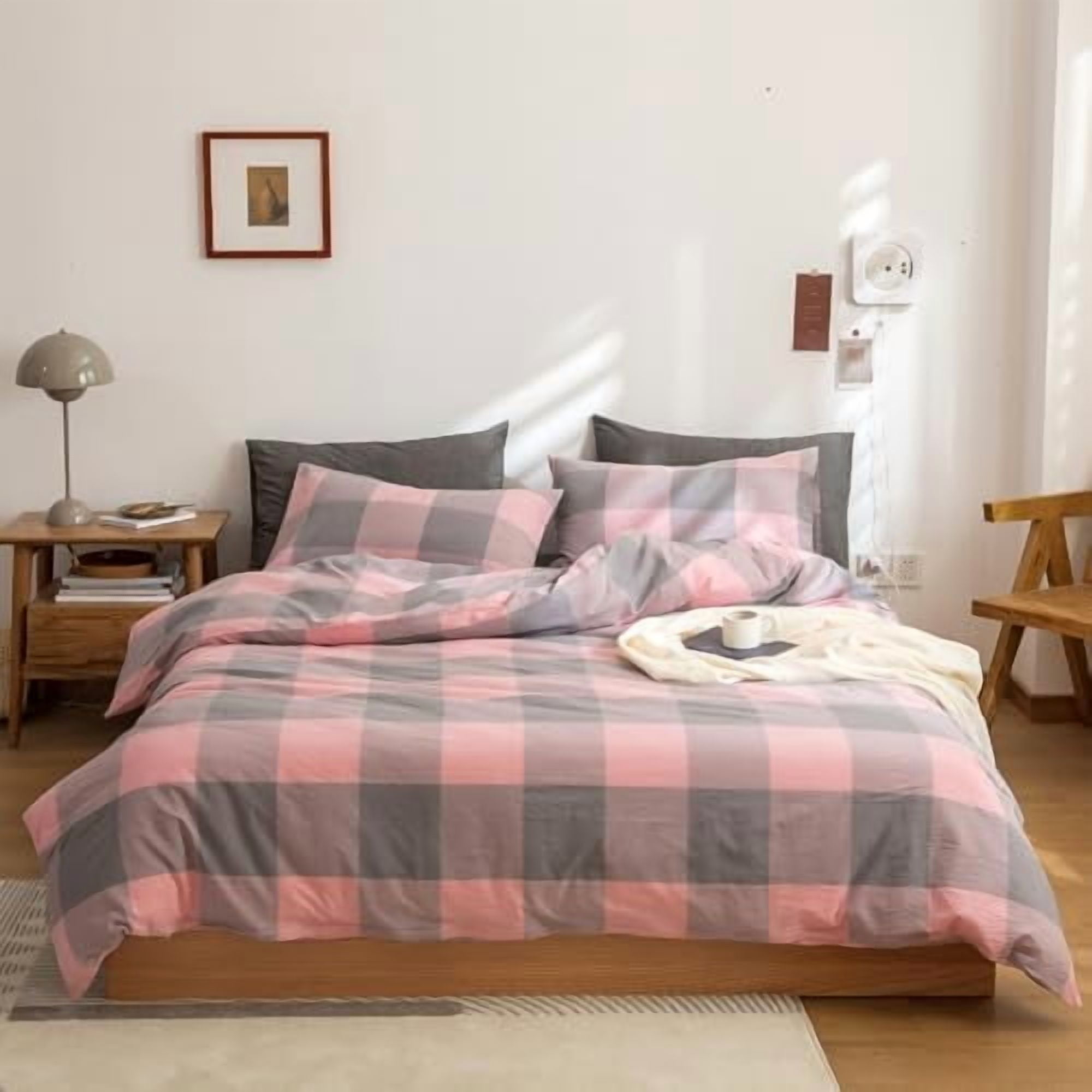 Bedding Duvet Cover Set100% Washed Cotton Duvet Cover Linen Like ...