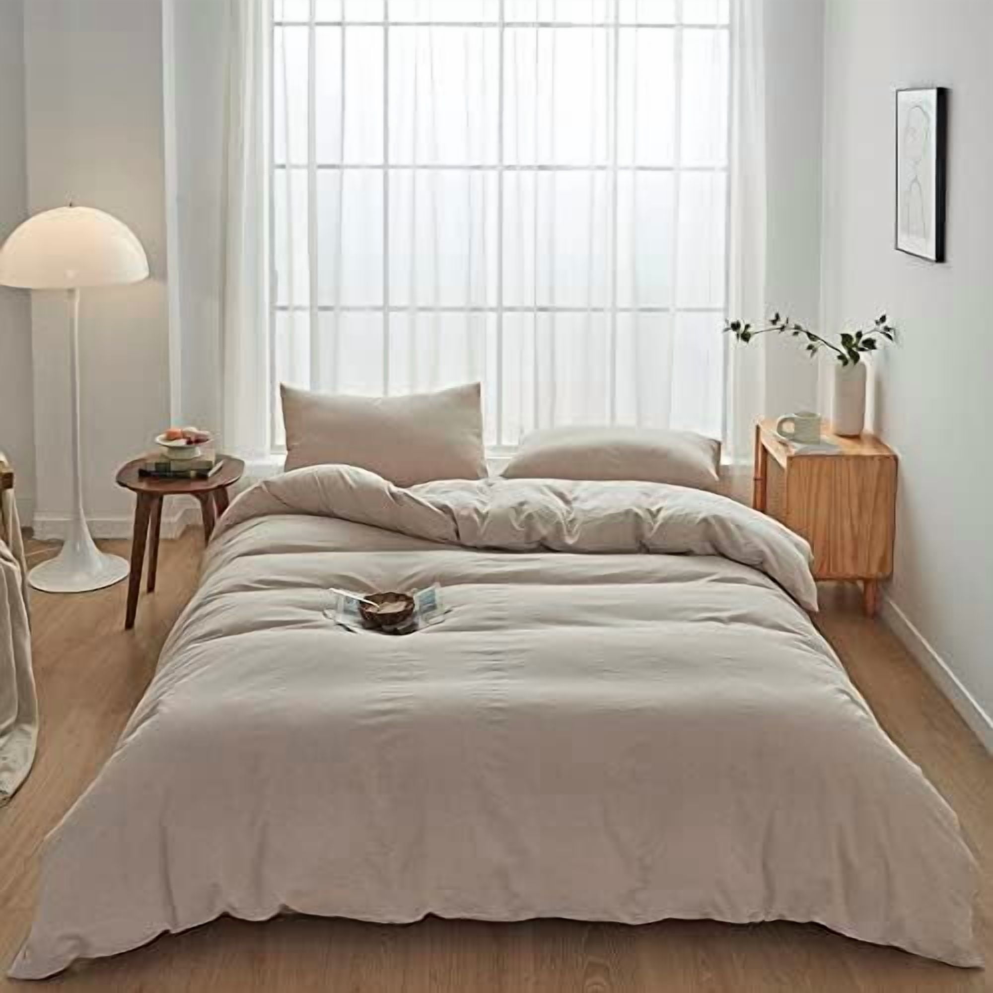 Bedding Duvet Cover Set100% Washed Cotton Duvet Cover Linen Like ...