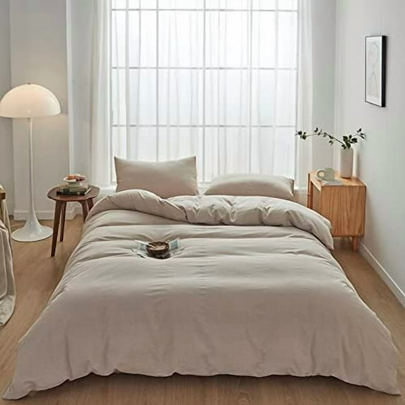 Bedding Duvet Cover Set100% Washed Cotton Duvet Cover Linen Like ...