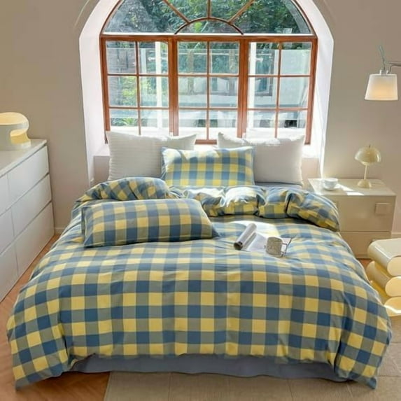 Bedding Duvet Cover Set100% Washed Cotton Duvet Cover Linen Like ...