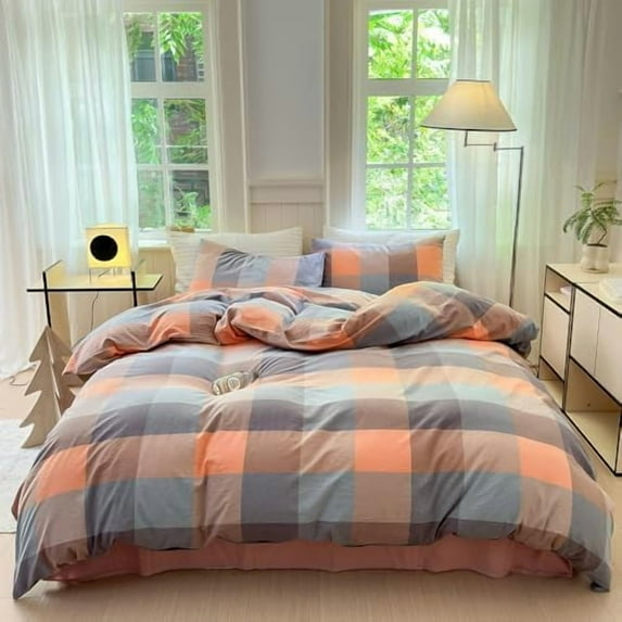Bedding Duvet Cover Set100% Washed Cotton Duvet Cover Linen Like ...