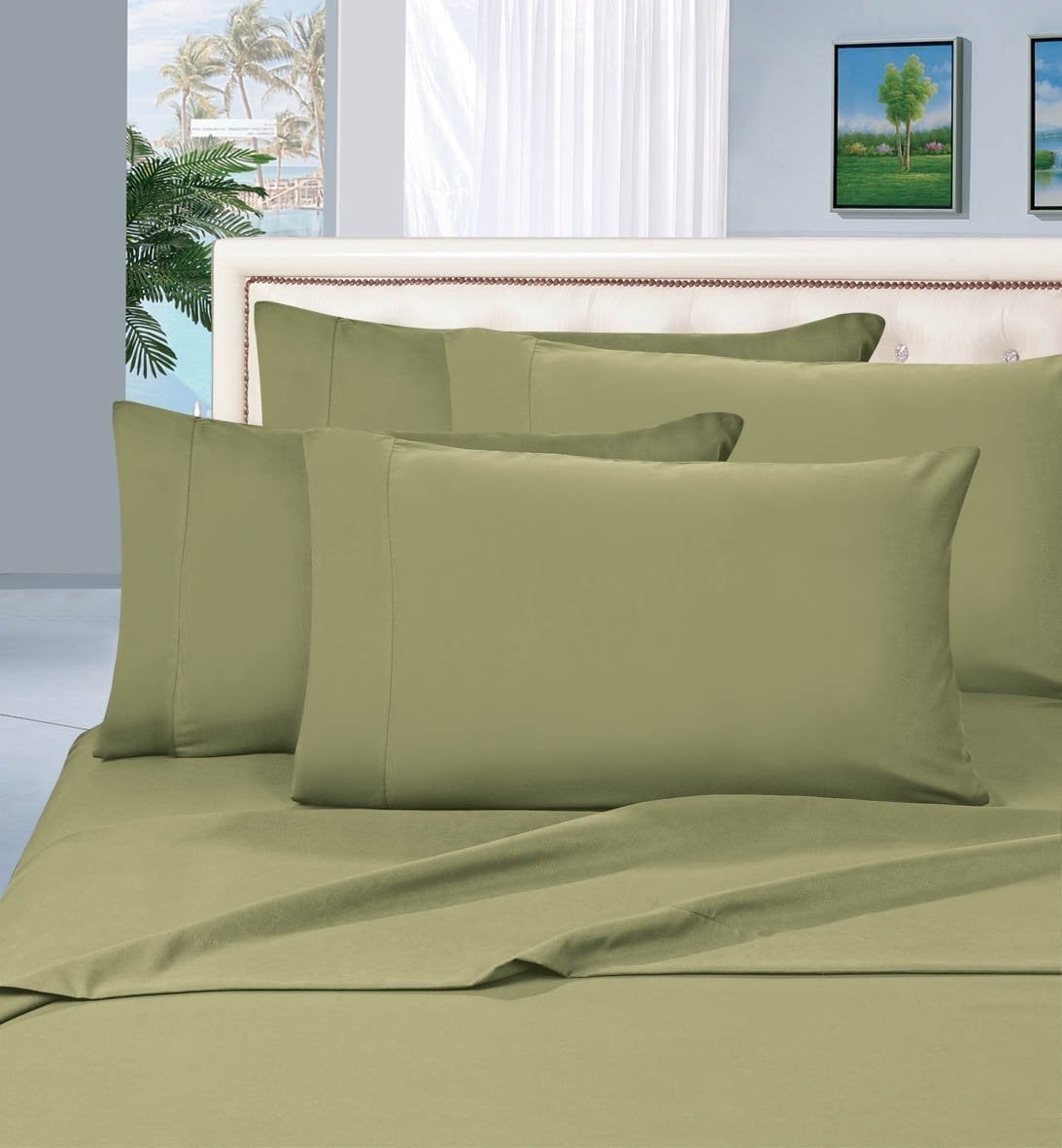 Bedding Outlet Queen Size 1500 Series 4-Piece Linen Bed Sheet Set, Deep ...