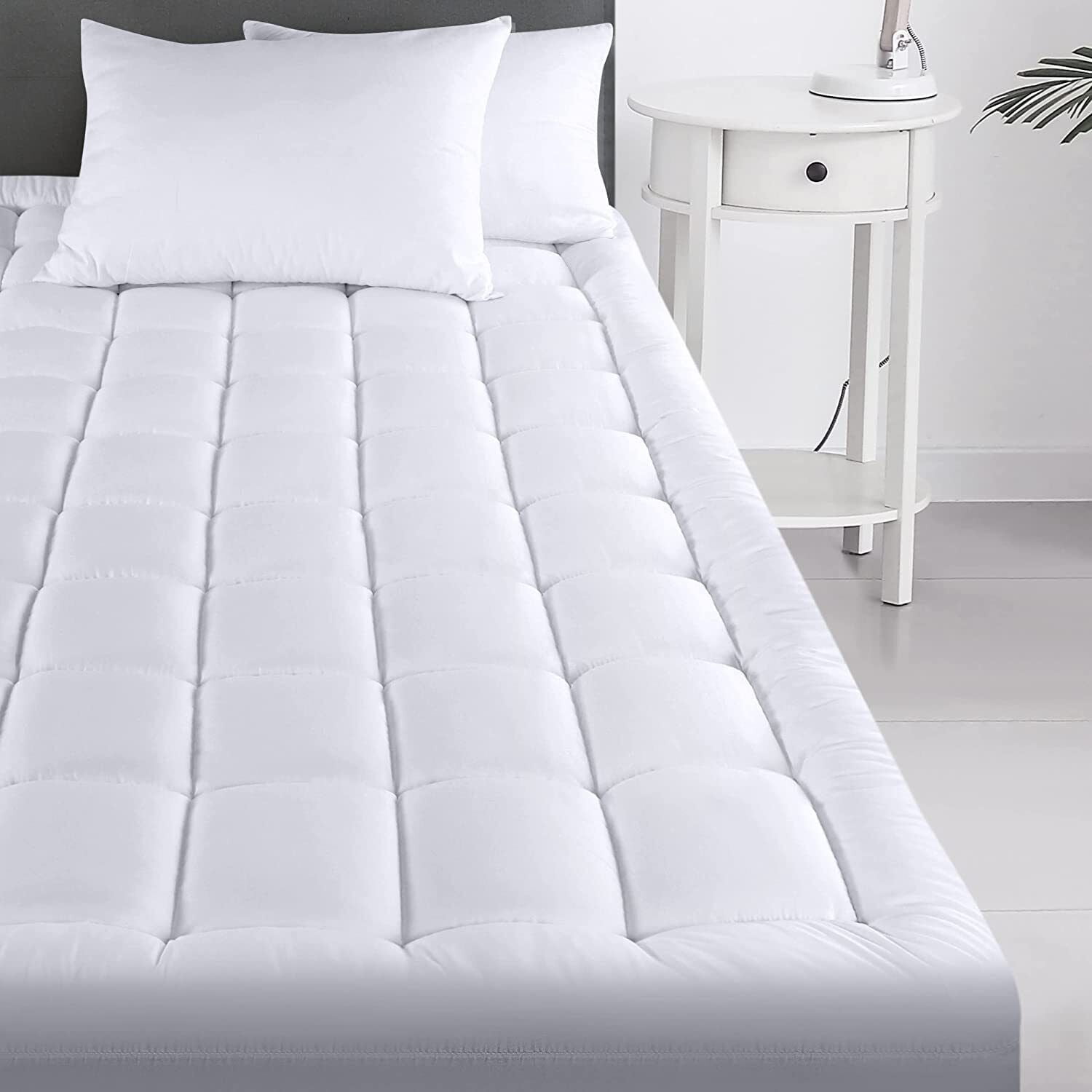Bedding Quilted Fitted Mattress Pad, Pillow Top Mattress Topper ...