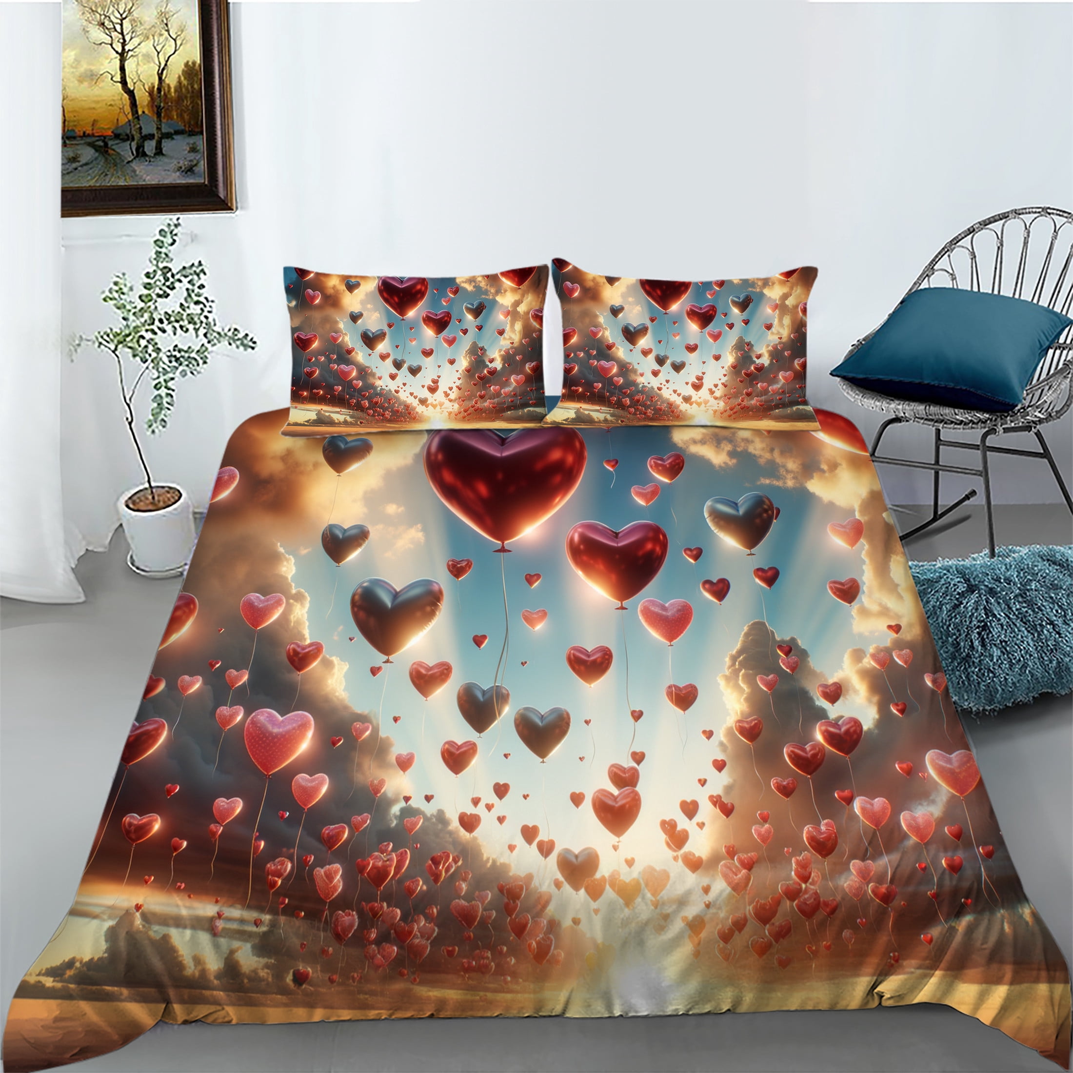Bedding Set 3D Balloon Sky Printed Duvet Cover Pillowcase Home Textiles ...