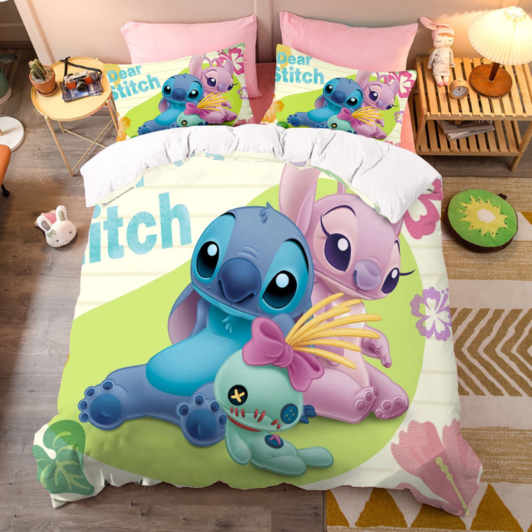 Bedding Set Adorable & Angel Design Pastel Colors Tropical Paradise ...