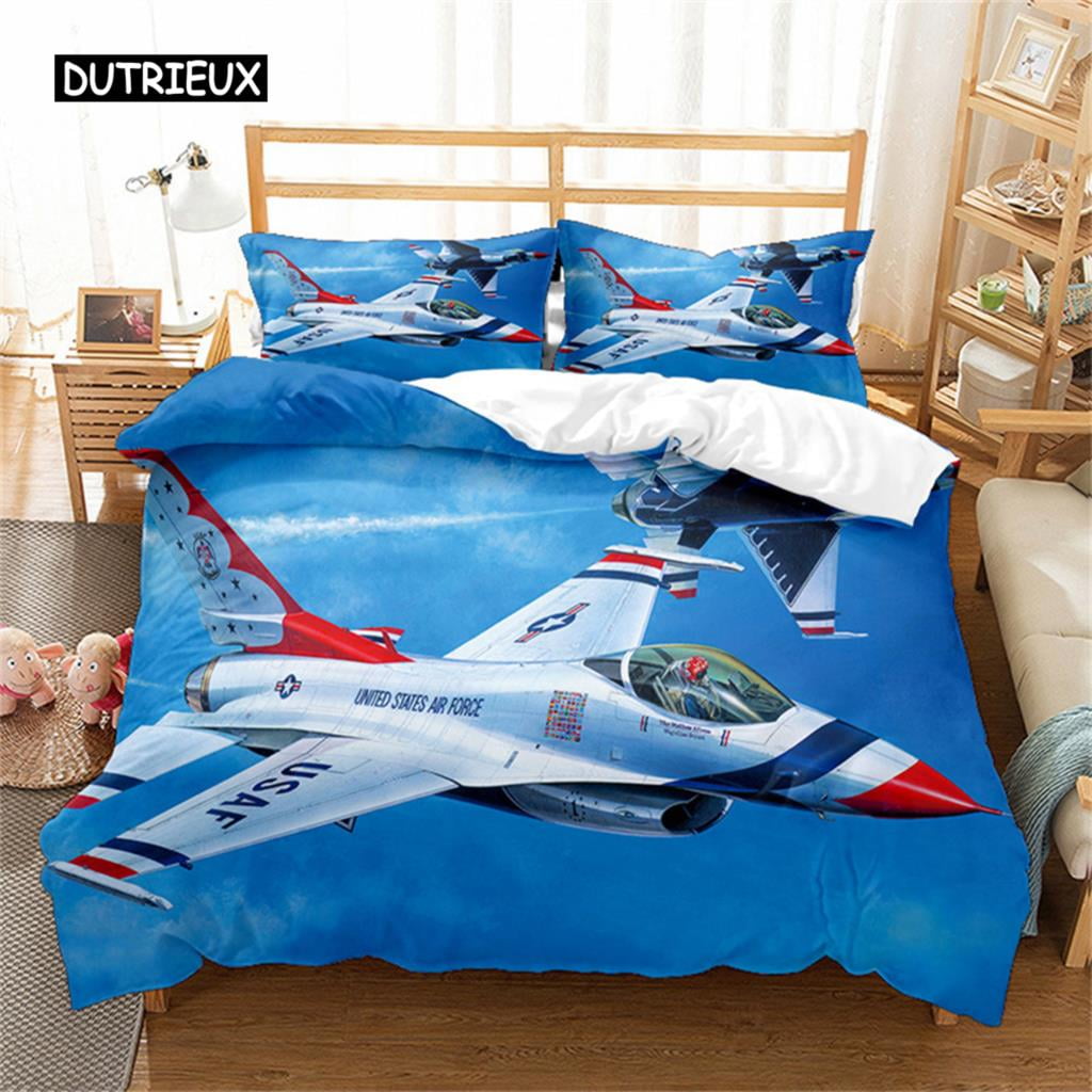 Bedding Set Airplane Fighter Duvet Cover Sky Flying Fighter Jet King ...