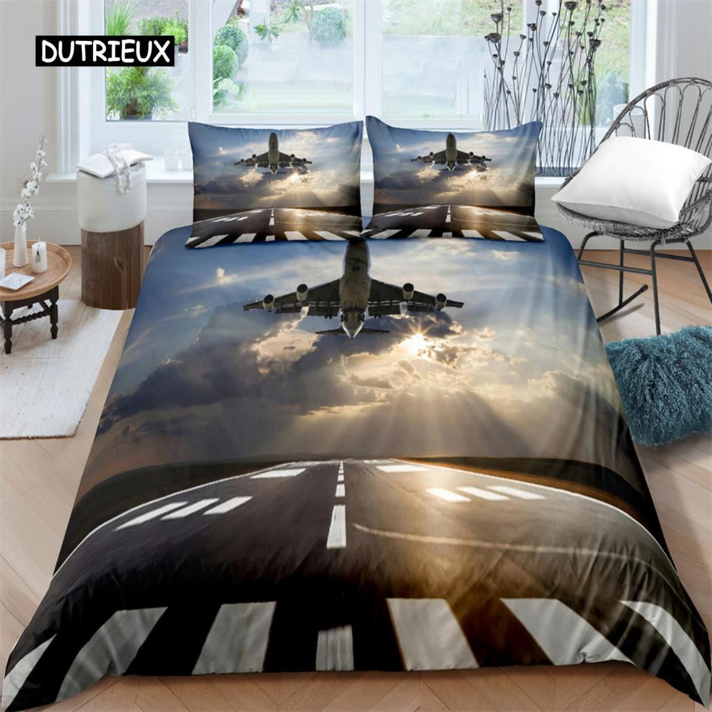Bedding Set Airplane Fighter Duvet Cover Sky Flying Fighter Jet King ...