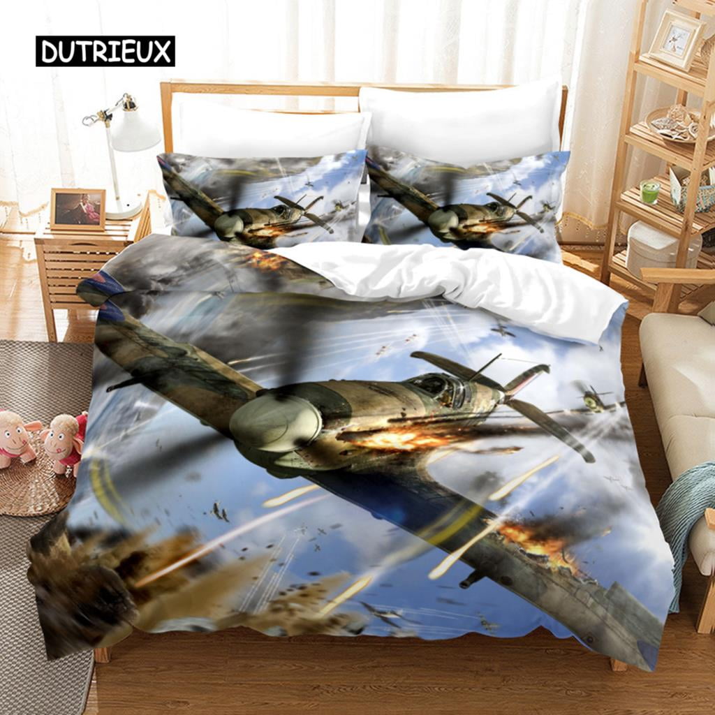 Bedding Set Airplane Fighter Duvet Cover Sky Flying Fighter Jet King ...