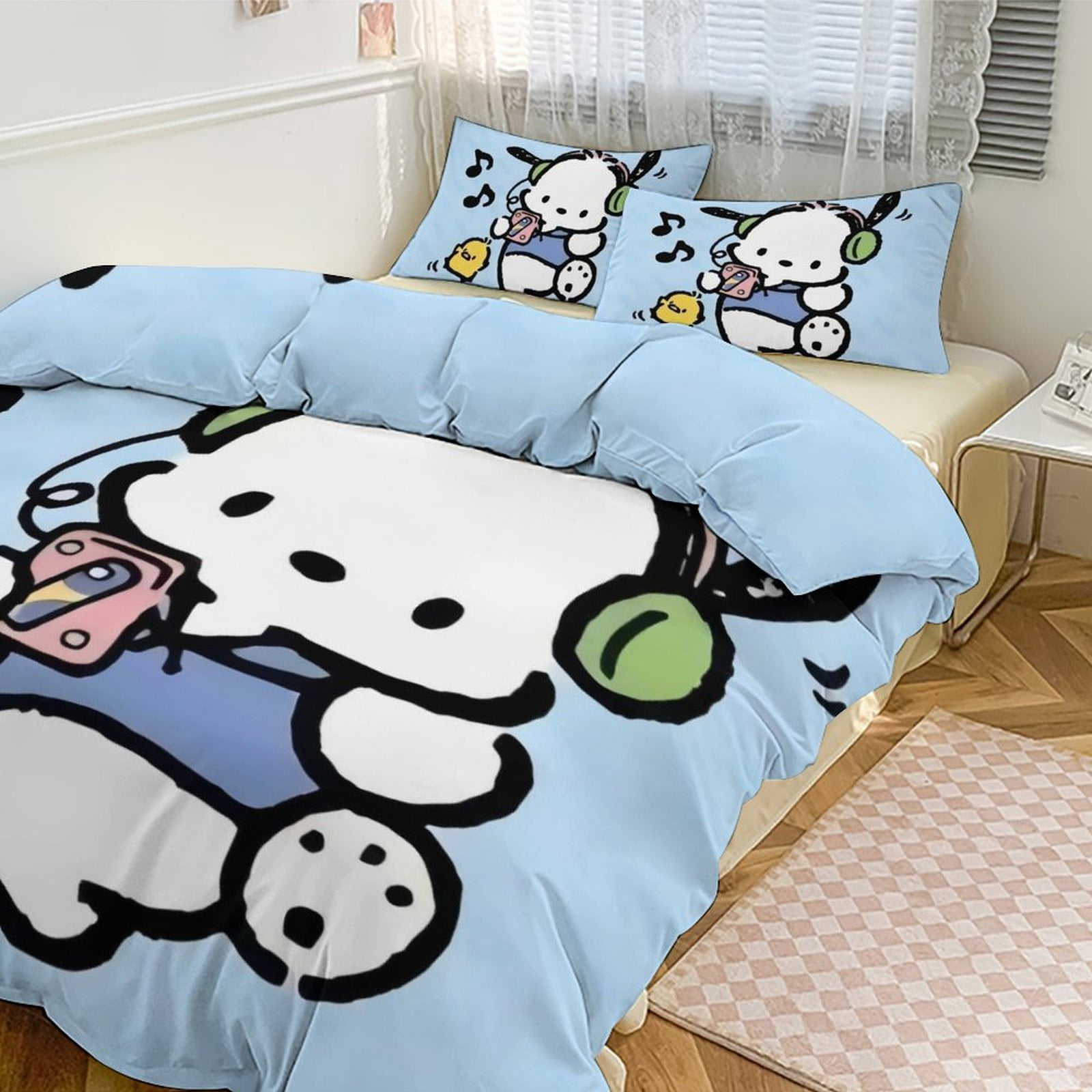 Bedding Set Anime Pochacco Bedding Set Cartoon Duvet Cover Set with 1 ...