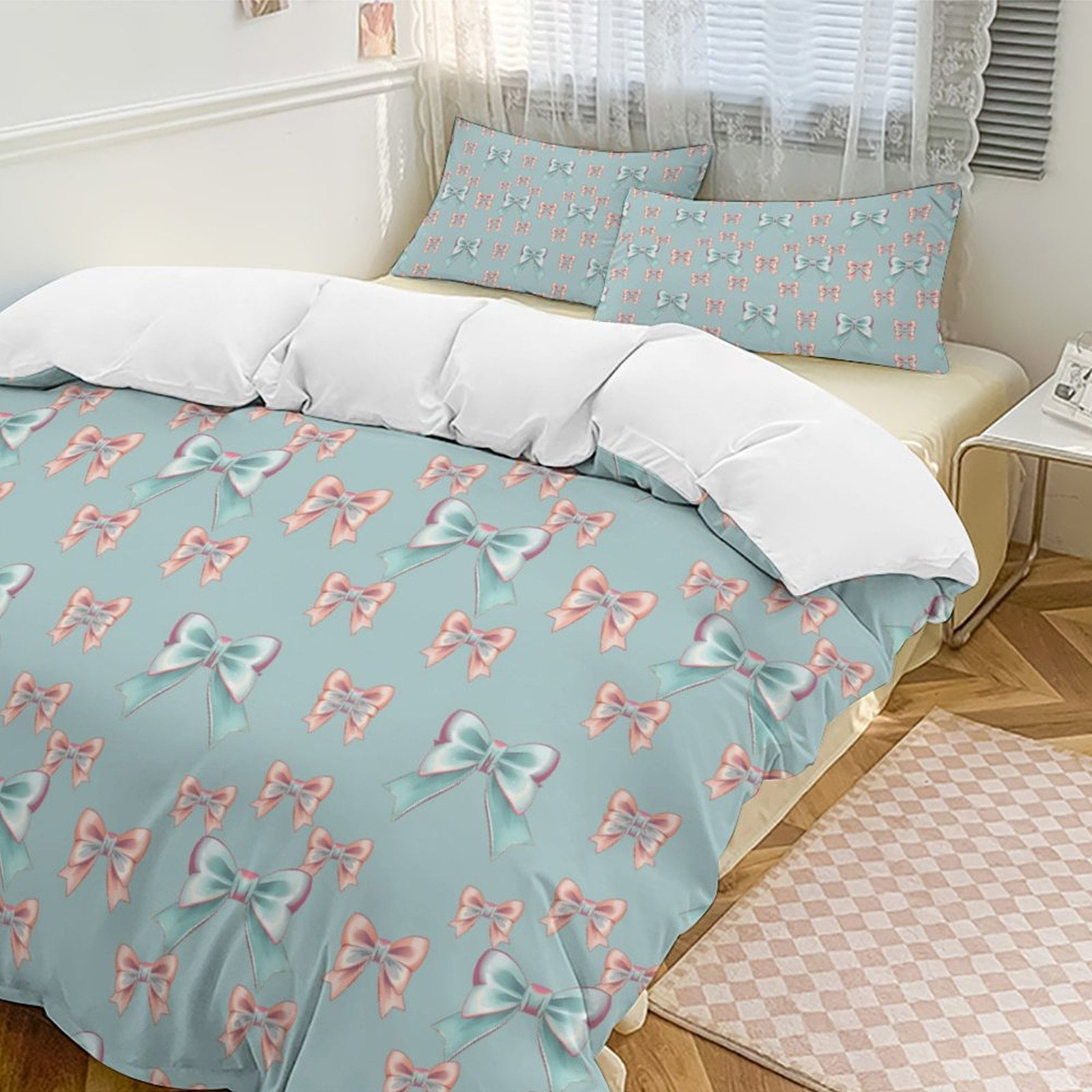 Bedding Set Bow Seamless Bat Duvet Cover Set Comforter Cover Ultra-Soft ...