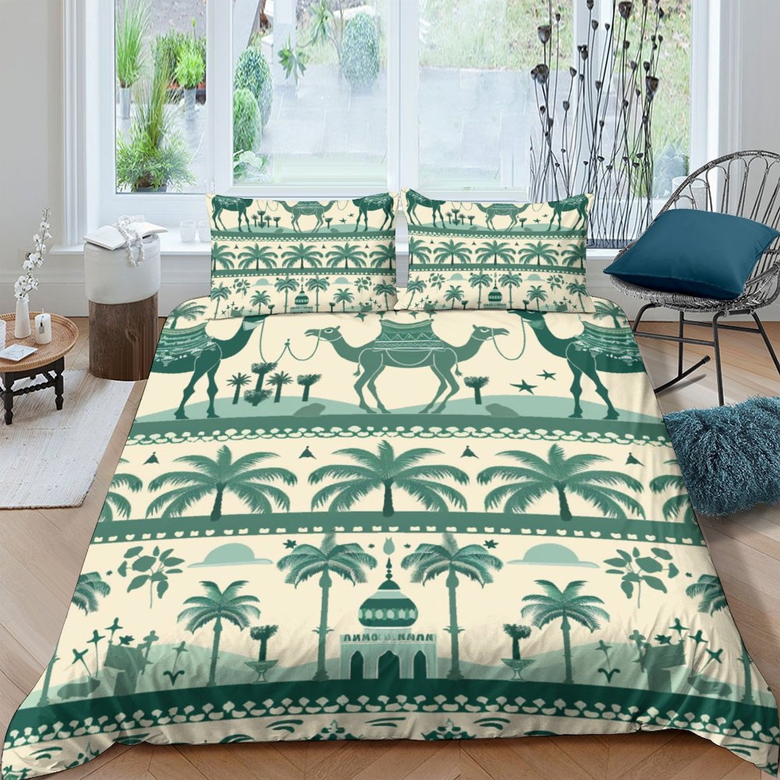 Bedding Set Camel Castle Palm Printed Comforter Cover Set Teen Adult ...