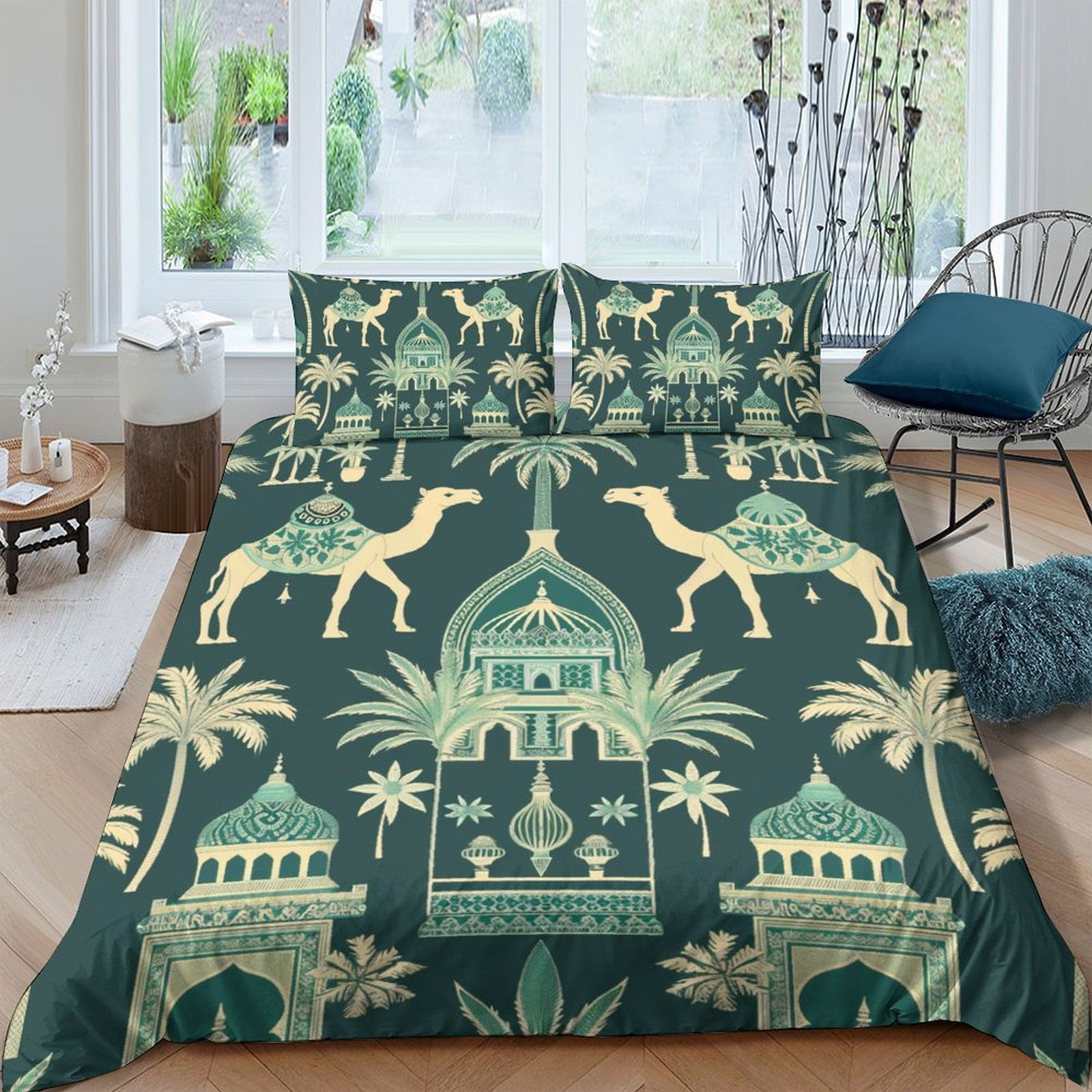 Bedding Set Camel Castle Palm Printed Comforter Cover Set Teen Adult ...