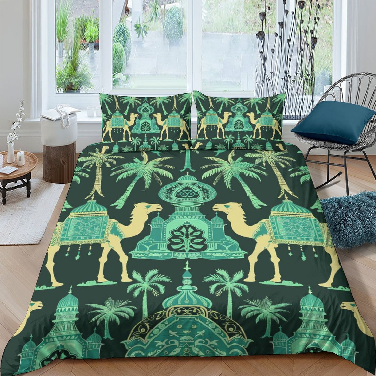 Bedding Set Camel Castle Palm Printed Comforter Cover Set Teen Adult ...