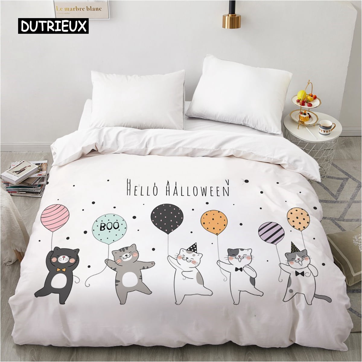 Bedding Set Cartoons Cute Cat Quilt Cover Duvet Cover Home Pet White ...