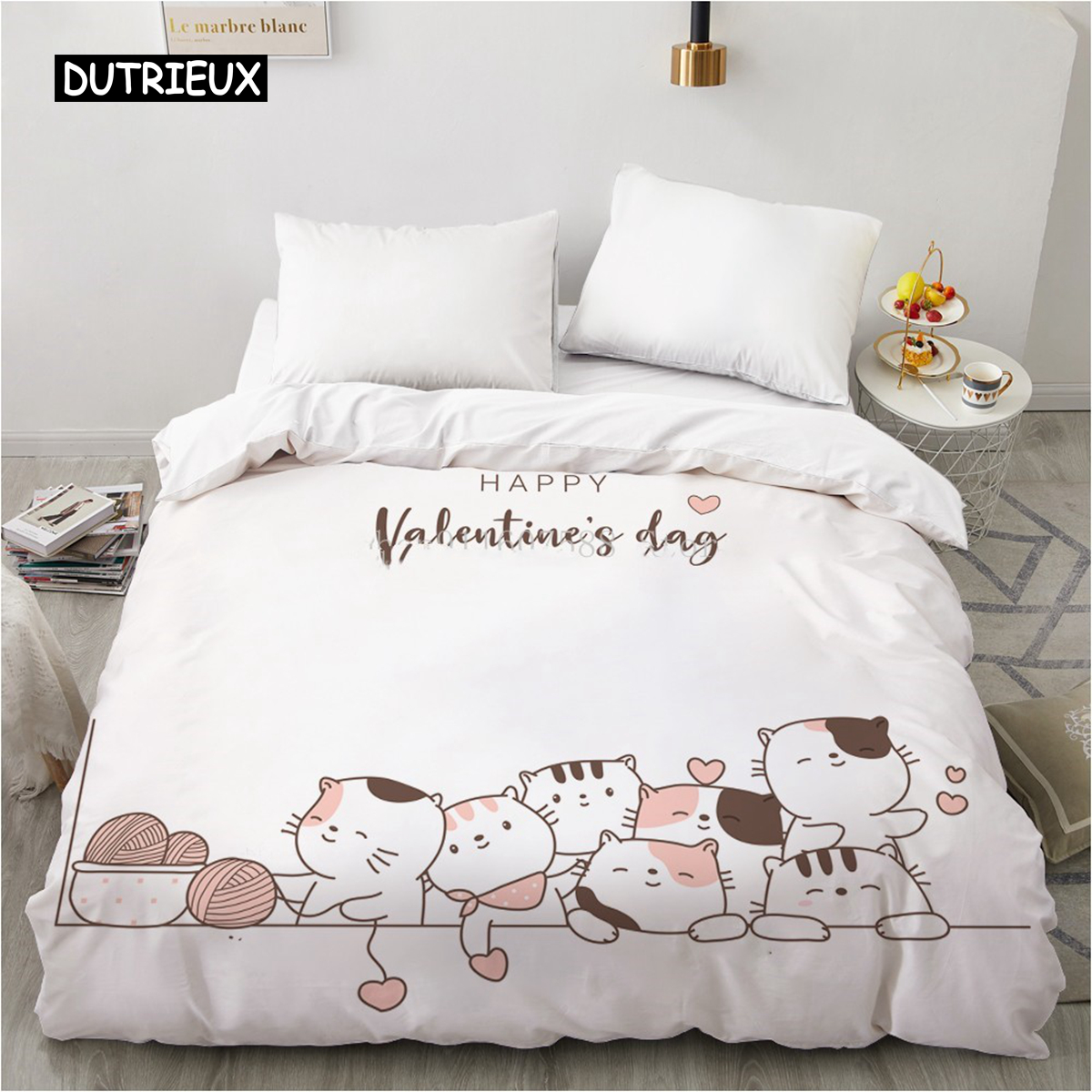 Bedding Set Cartoons Cute Cat Quilt Cover Duvet Cover Home Pet White ...