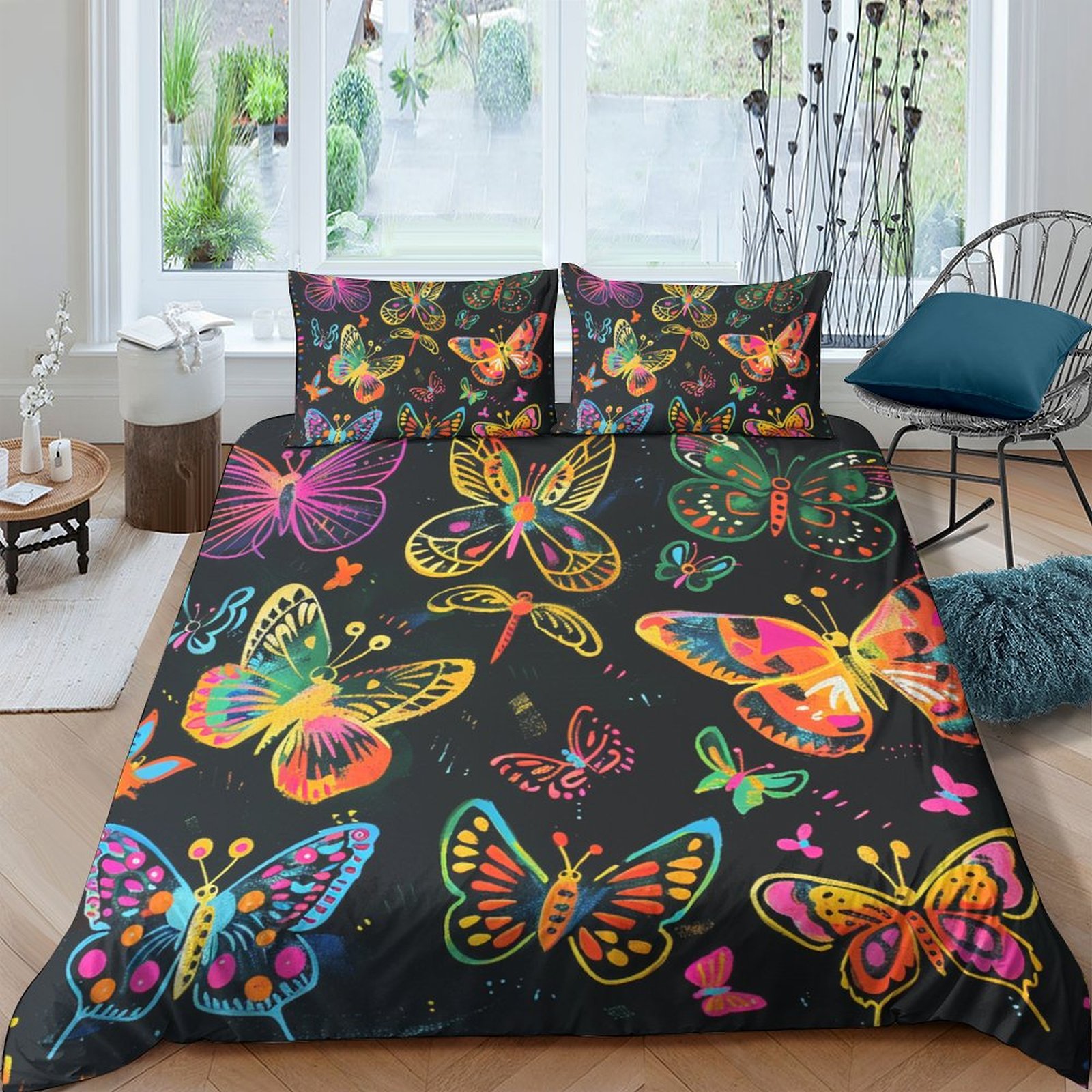 Bedding Set Colorful Butterfly Printed Bedspreads Teen Adult Newly ...