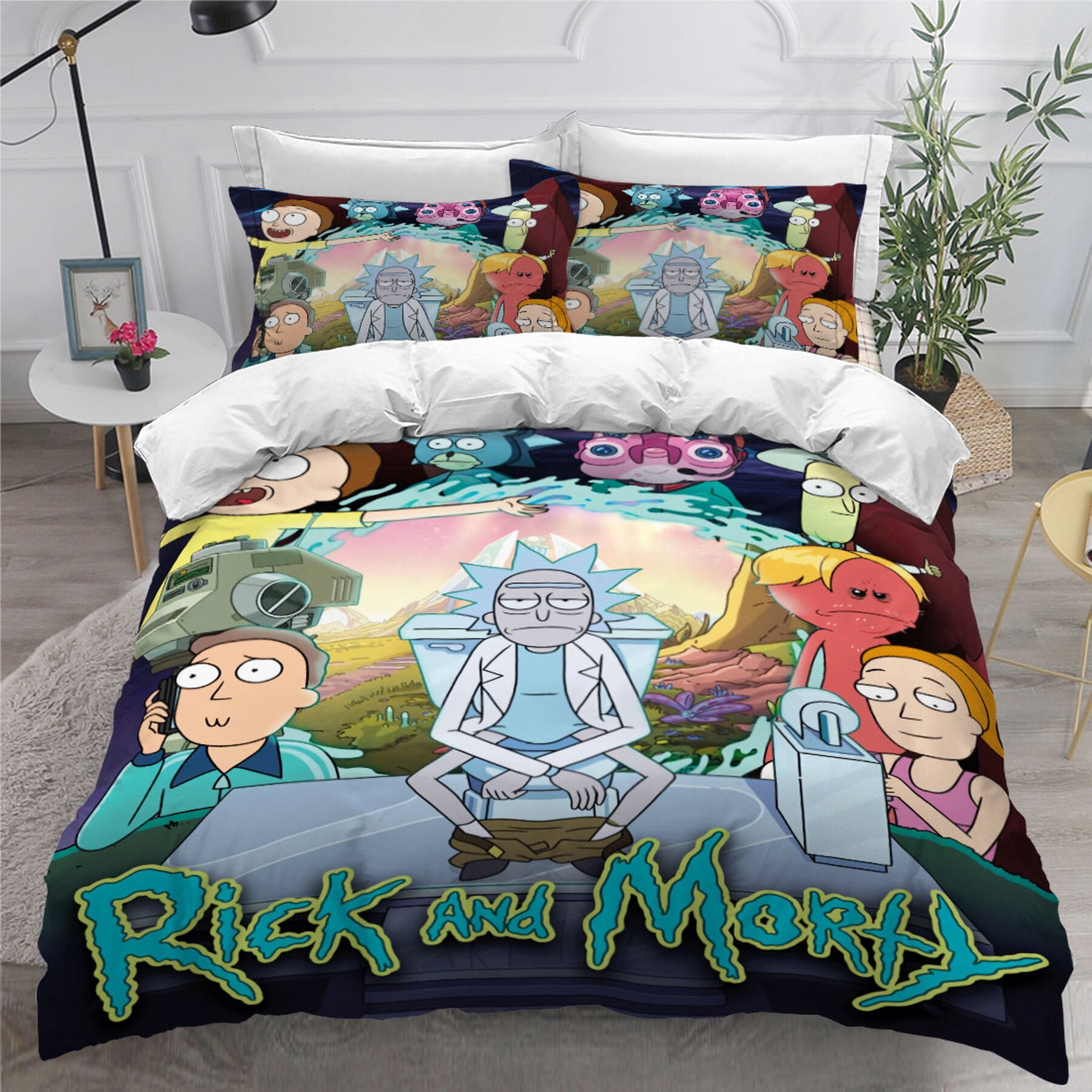 Bedding Set Colorful Comforter and Pillowcases Featuring Iconic ...
