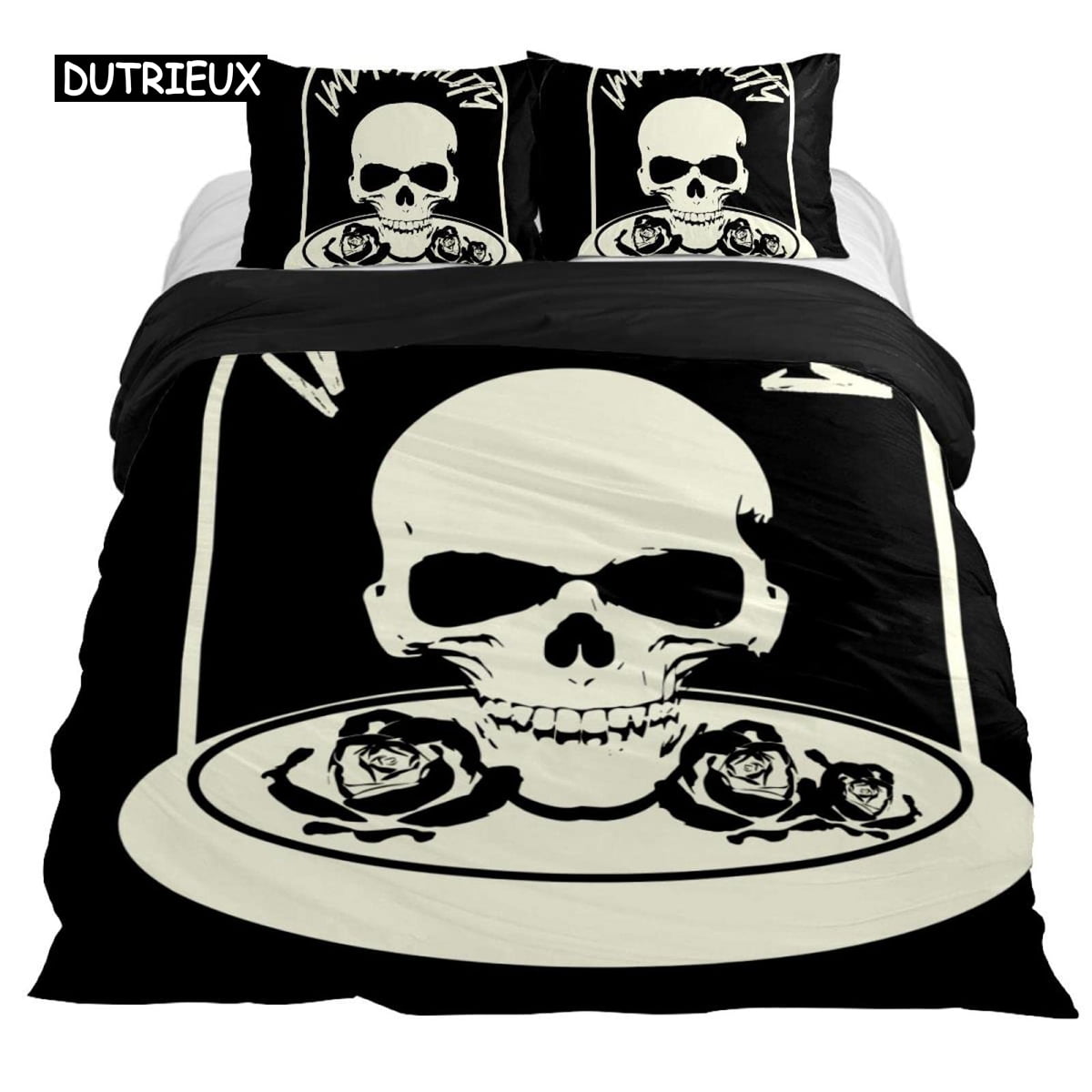 Bedding Set Colorful Skull Bedding Black Neon Skeleton Bed Cover 3 ...