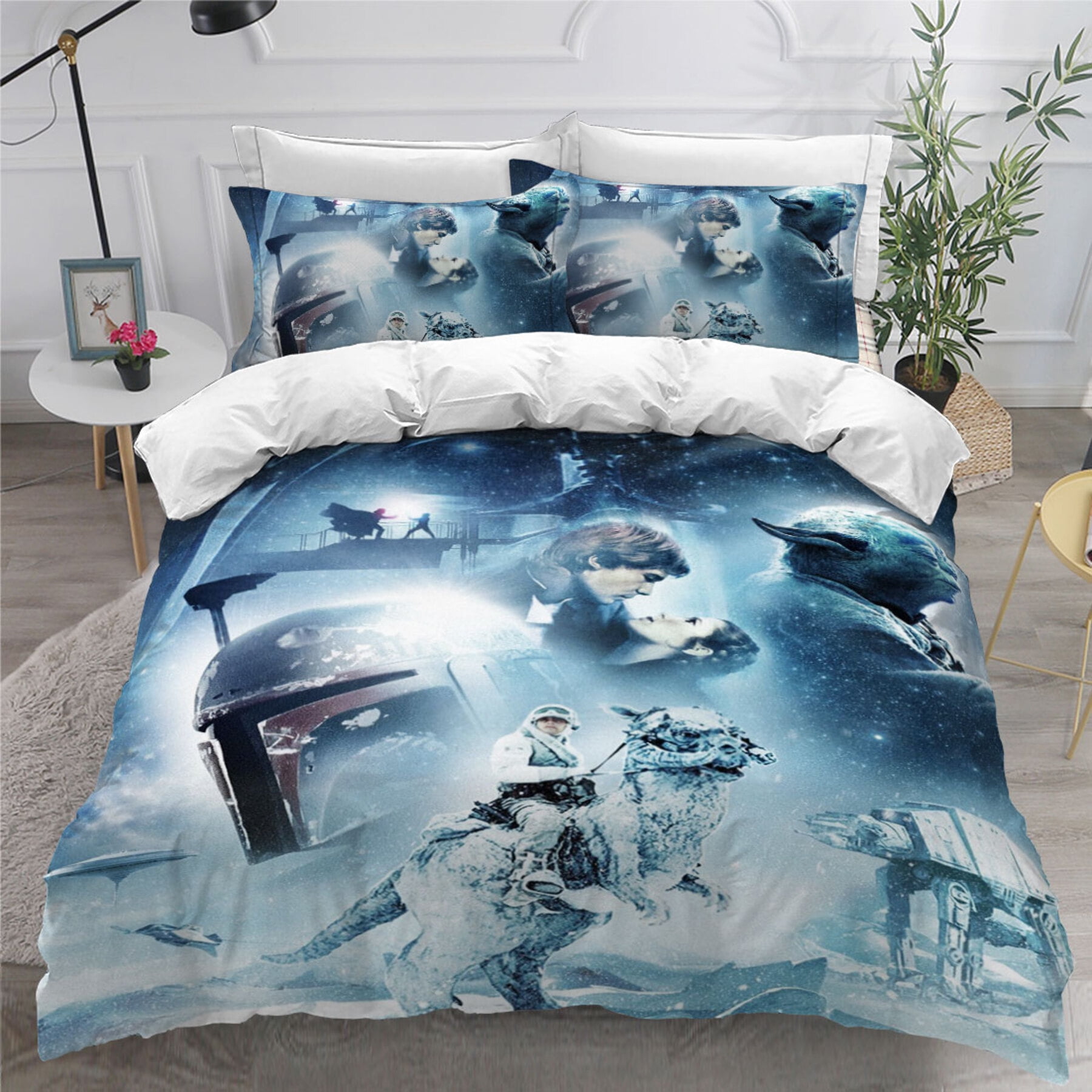 Bedding Set Cool Blues & Whites Duvet Cover with Iconic Scenes ...