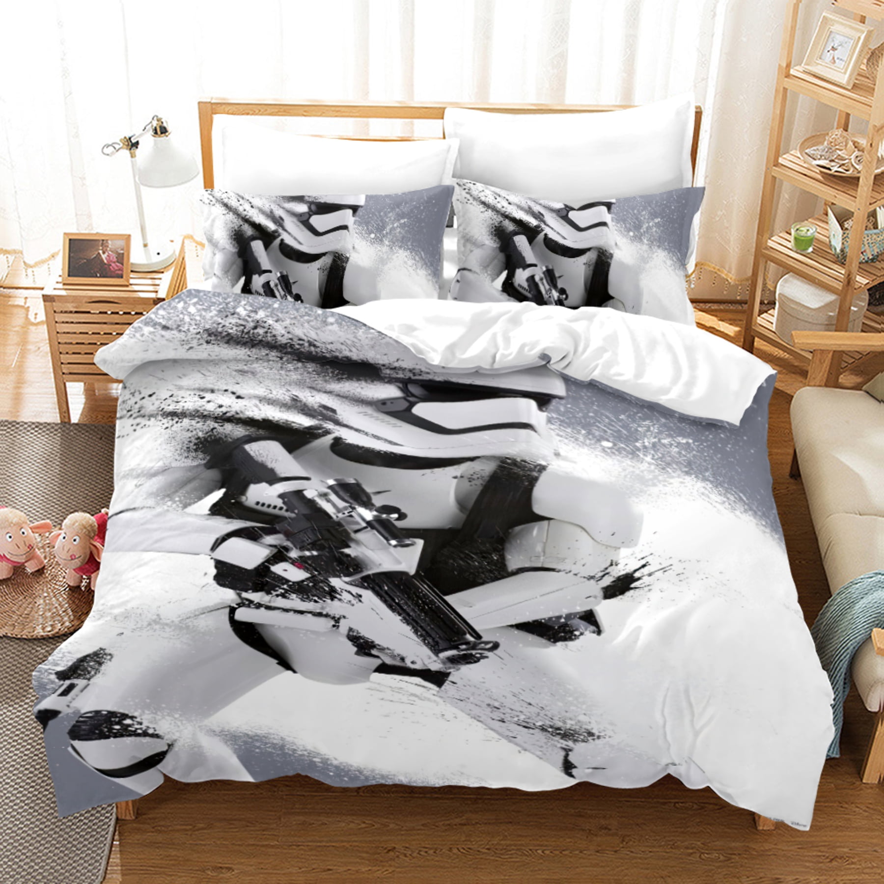 Bedding Set Crisp White Duvet Cover & Pillowcases Bold Graphic Design ...