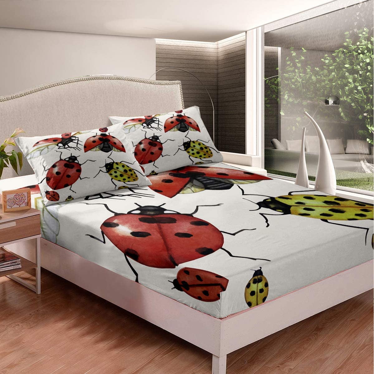 Bedding Set Cute Bug Pattern Bed Sheet Set for Boys Entomology Fitted ...