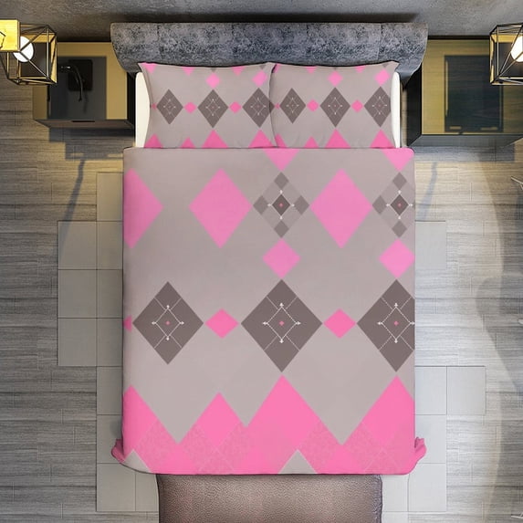 Bedding Set Diamond Grid Duvet Cover Pillowcase Bedroom Decoration ...