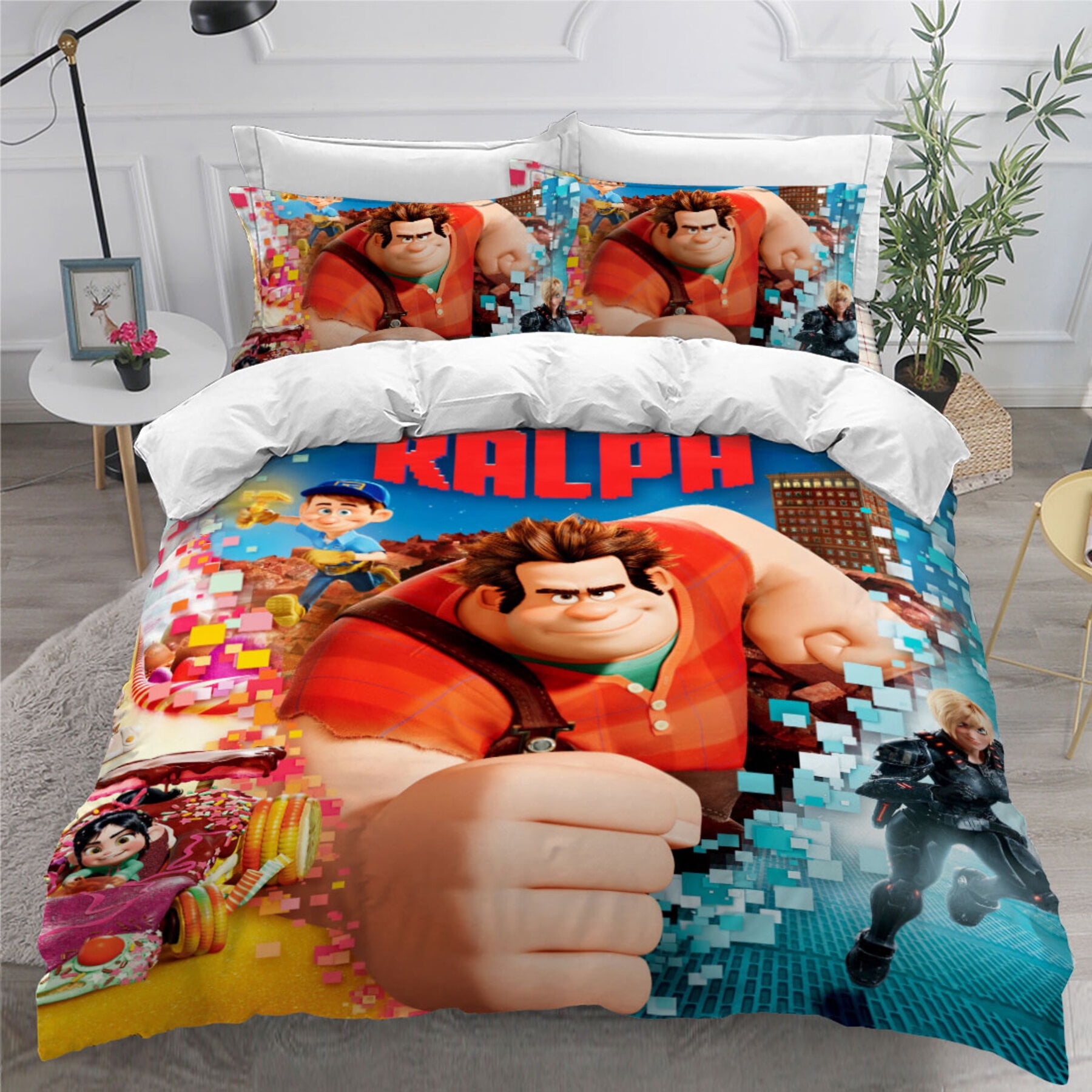 Bedding Set Duvet Cover & Pillowcase with Pixelated Design Teal ...