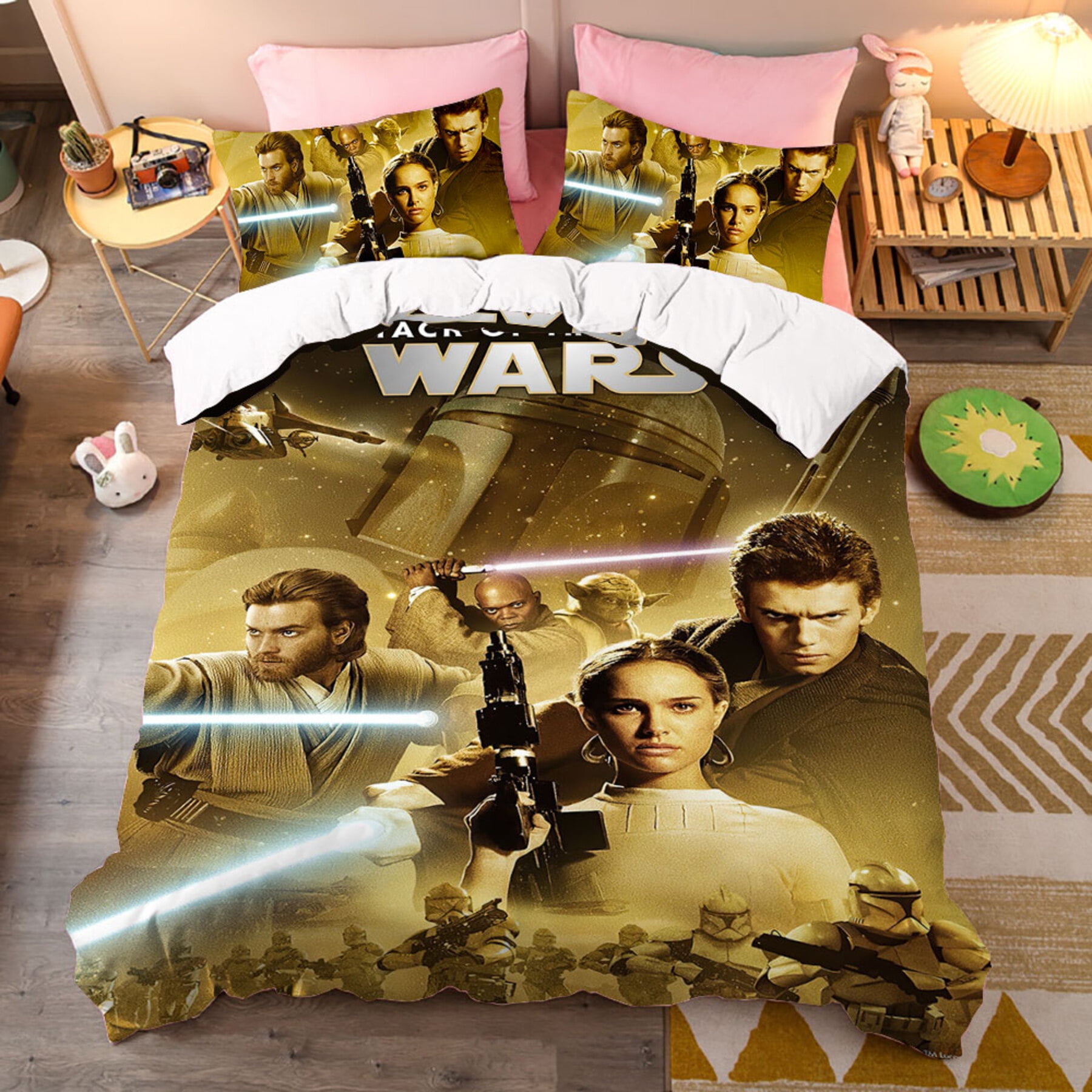 Bedding Set Duvet Cover & Pillowcases with Obi-Wan Anakin & Padme ...