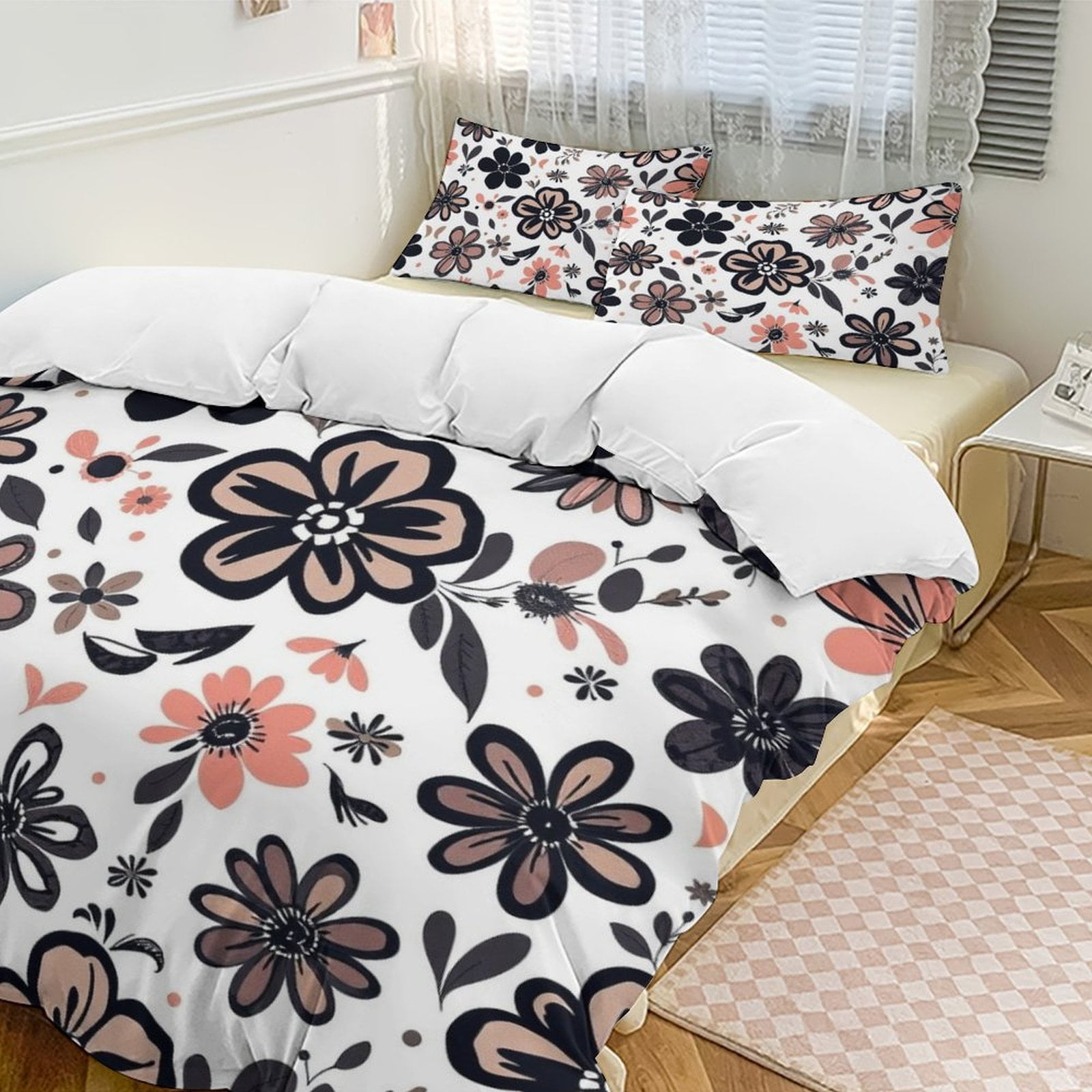 Bedding Set Floral Seamless Pattern Bat Duvet Cover Set Comforter Cover ...