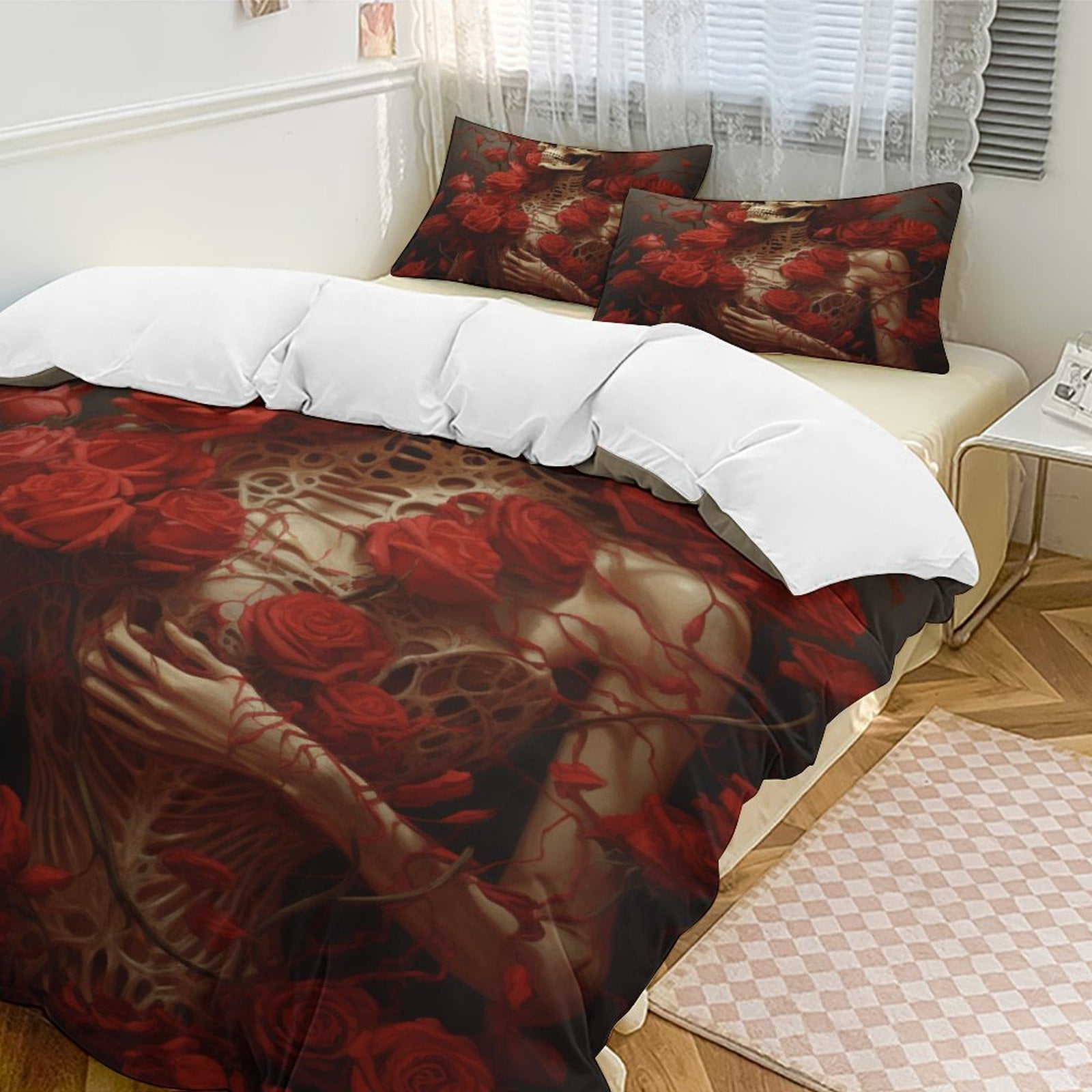 Bedding Set Flower Cluster Skull Duvet Cover Set Comforter Cover Ultra ...