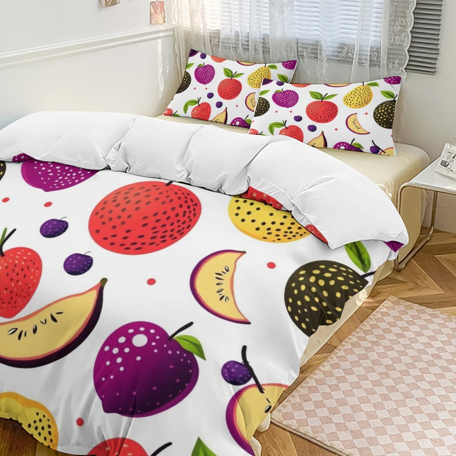 Bedding Set Fruit Colorful Pattern Bat Duvet Cover Set Comforter Cover ...