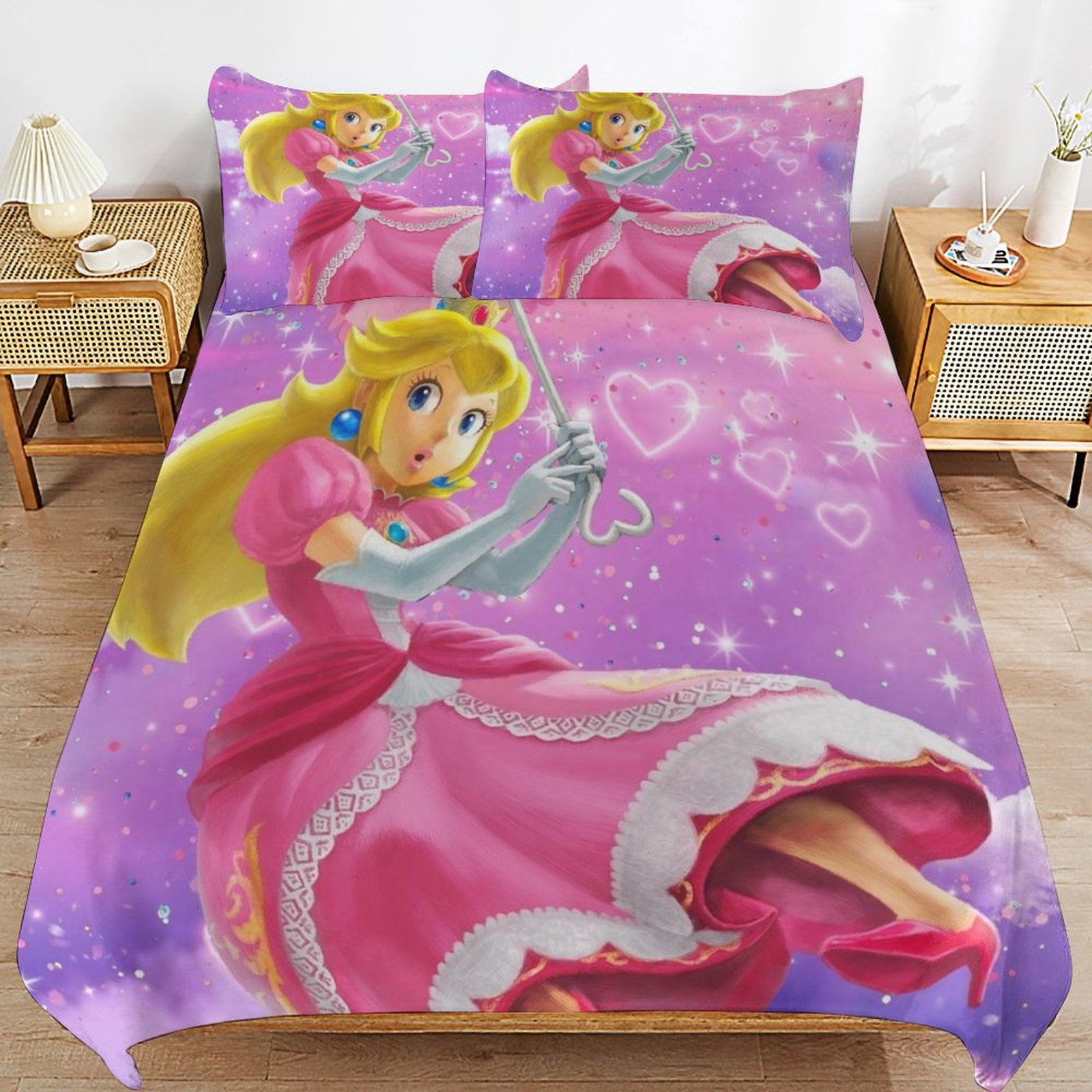 Bedding Set Full Size,Princess Peach Super Mario Bros3 Set with 2 ...