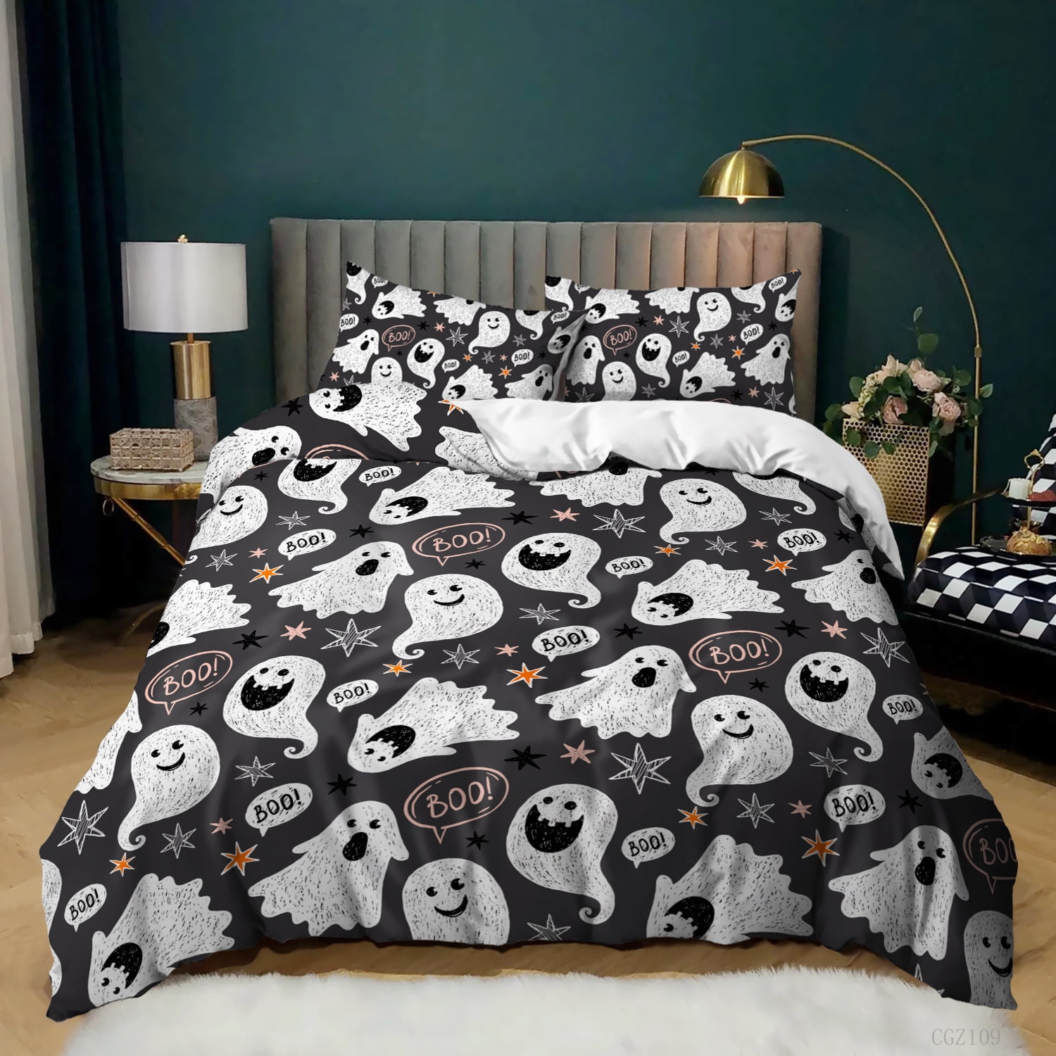 Bedding Set Halloween Pumpkin Black Cat Spiders- Ultra Soft Quilt ...