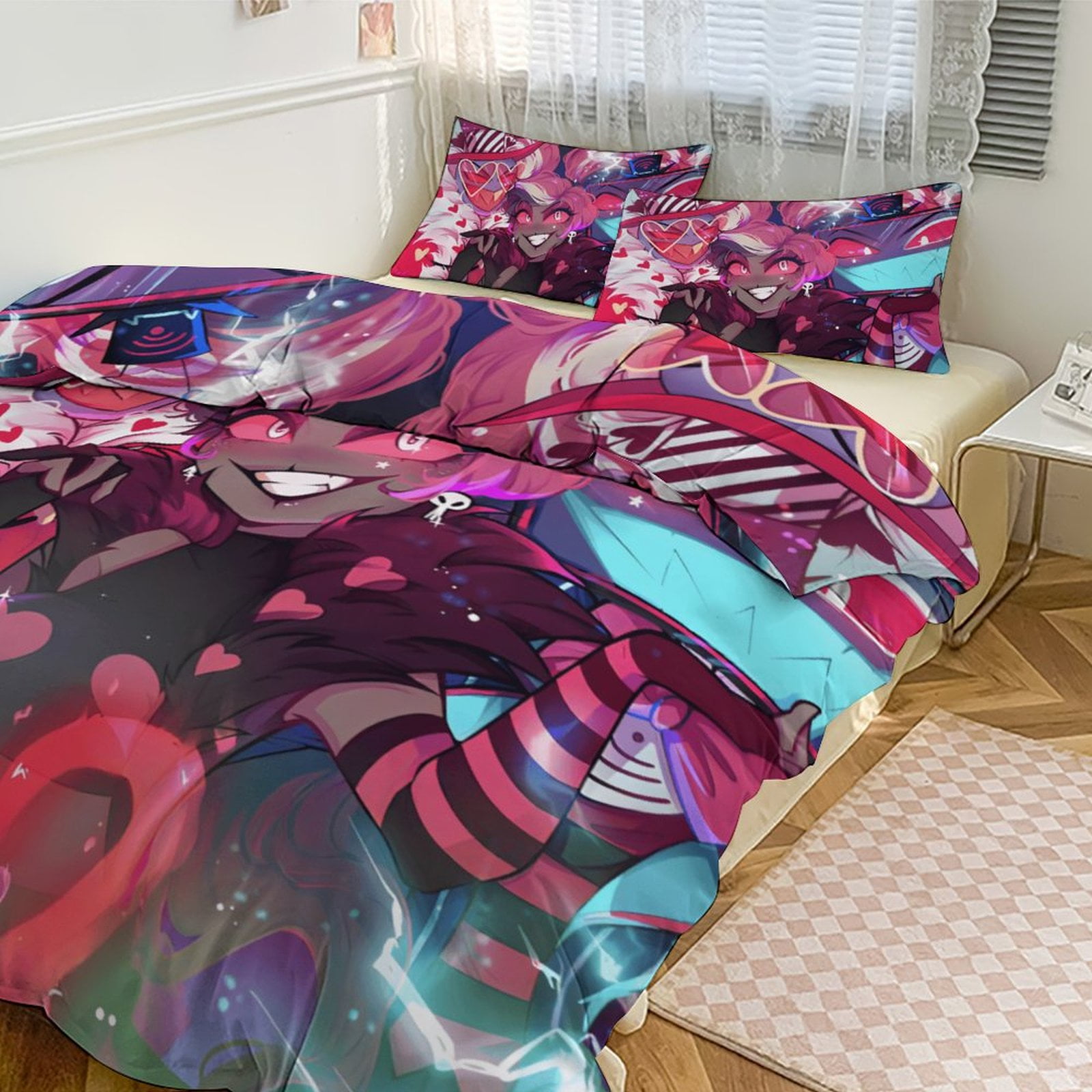 Bedding Set Hazbin Hotel Quilt 1 Quilt Cover + 2 Pillowcases Halloween ...