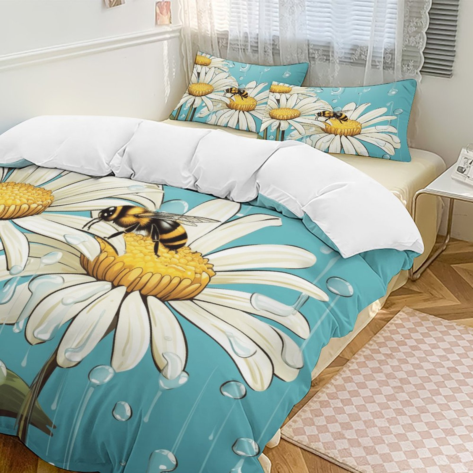 Bedding Set Honey Bees That Collect Nectar Luxury Comforter Pillowcase ...
