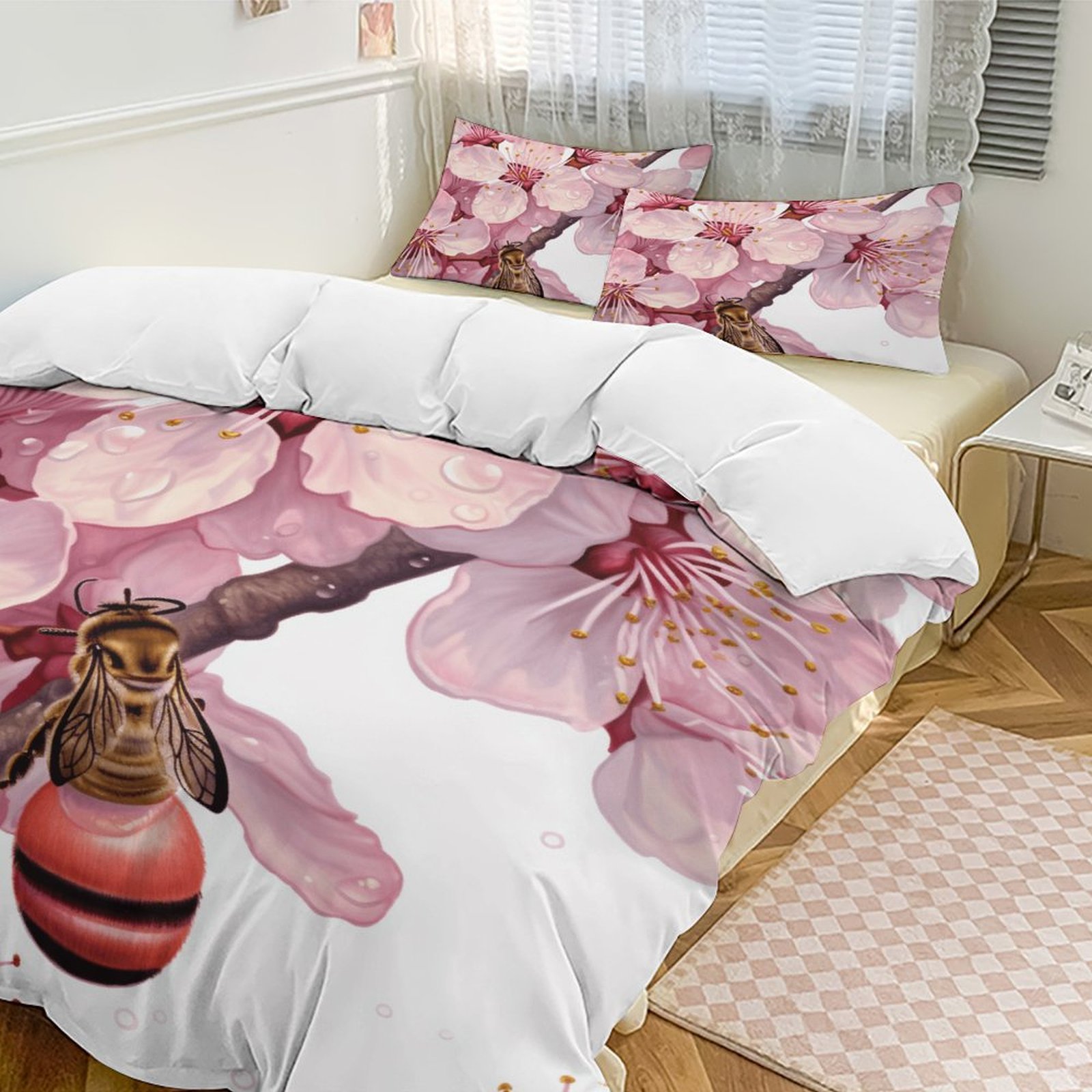 Bedding Set Honey Bees That Collect Nectar Luxury Comforter Pillowcase ...
