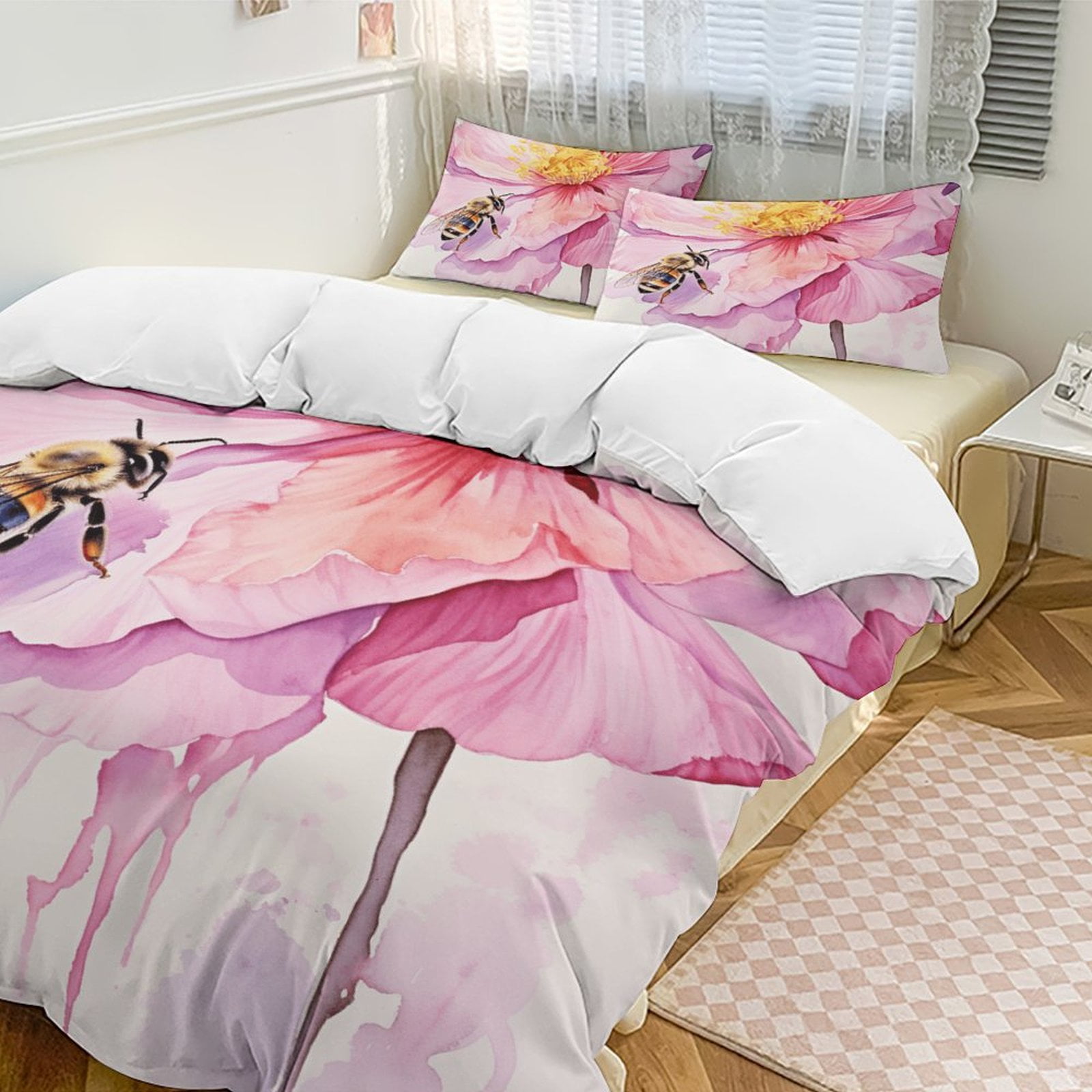 Bedding Set Honey Bees That Collect Nectar Luxury Comforter Pillowcase ...