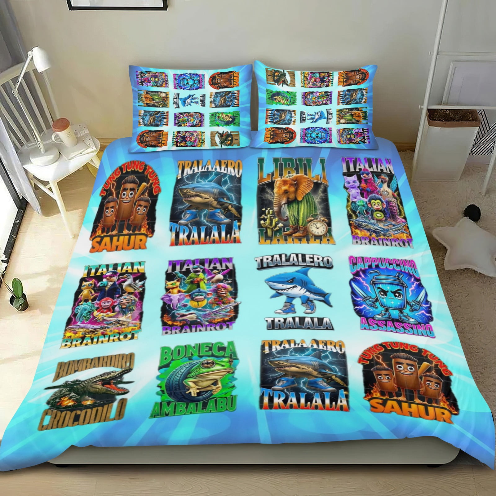 Bedding Set For Italian Brainrot Tung Tung Sahur Comforter Cover Set ...