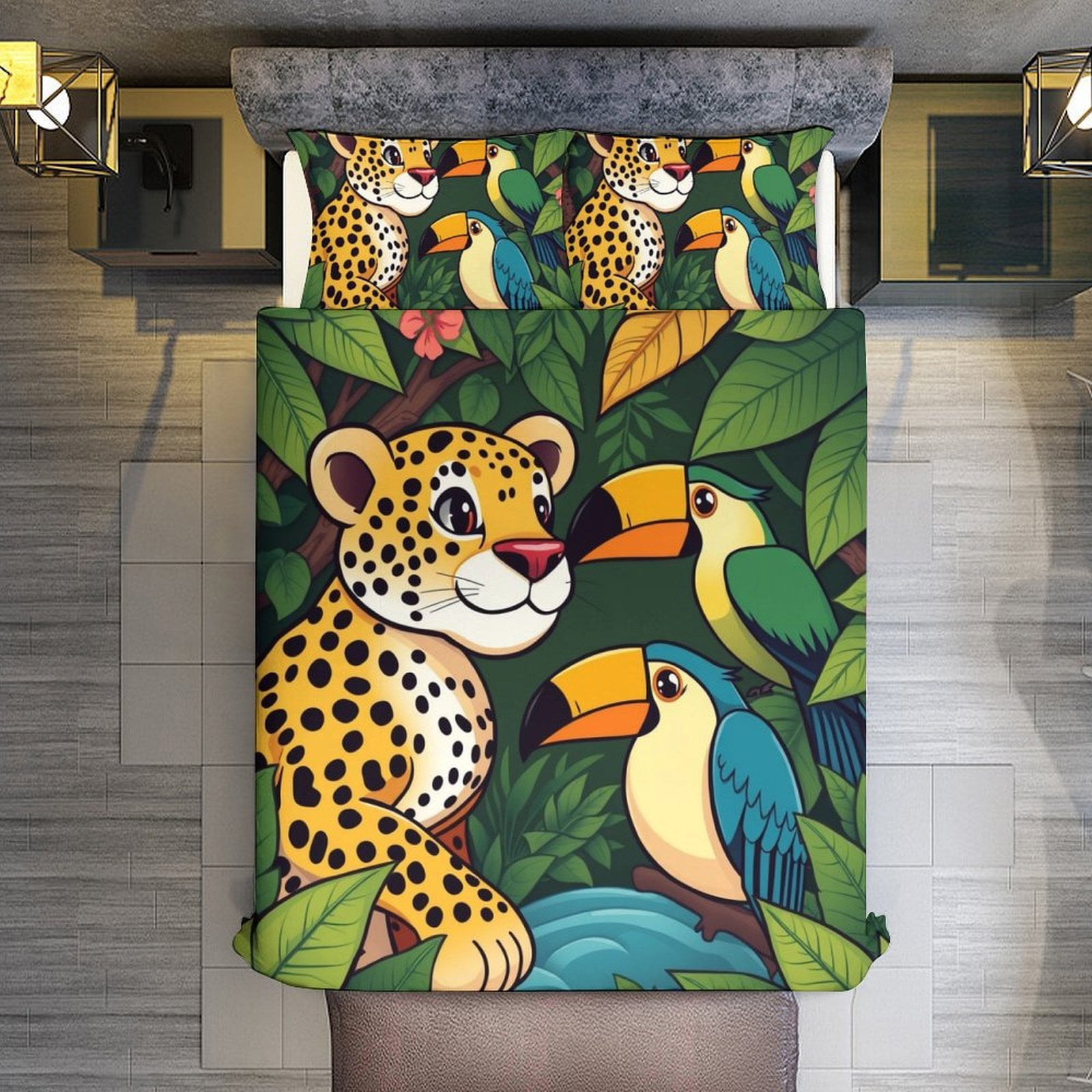 Bedding Set Jungle Cat Toucans Duvet Cover Pillowcase Bedroom Decoration - Walmart.com