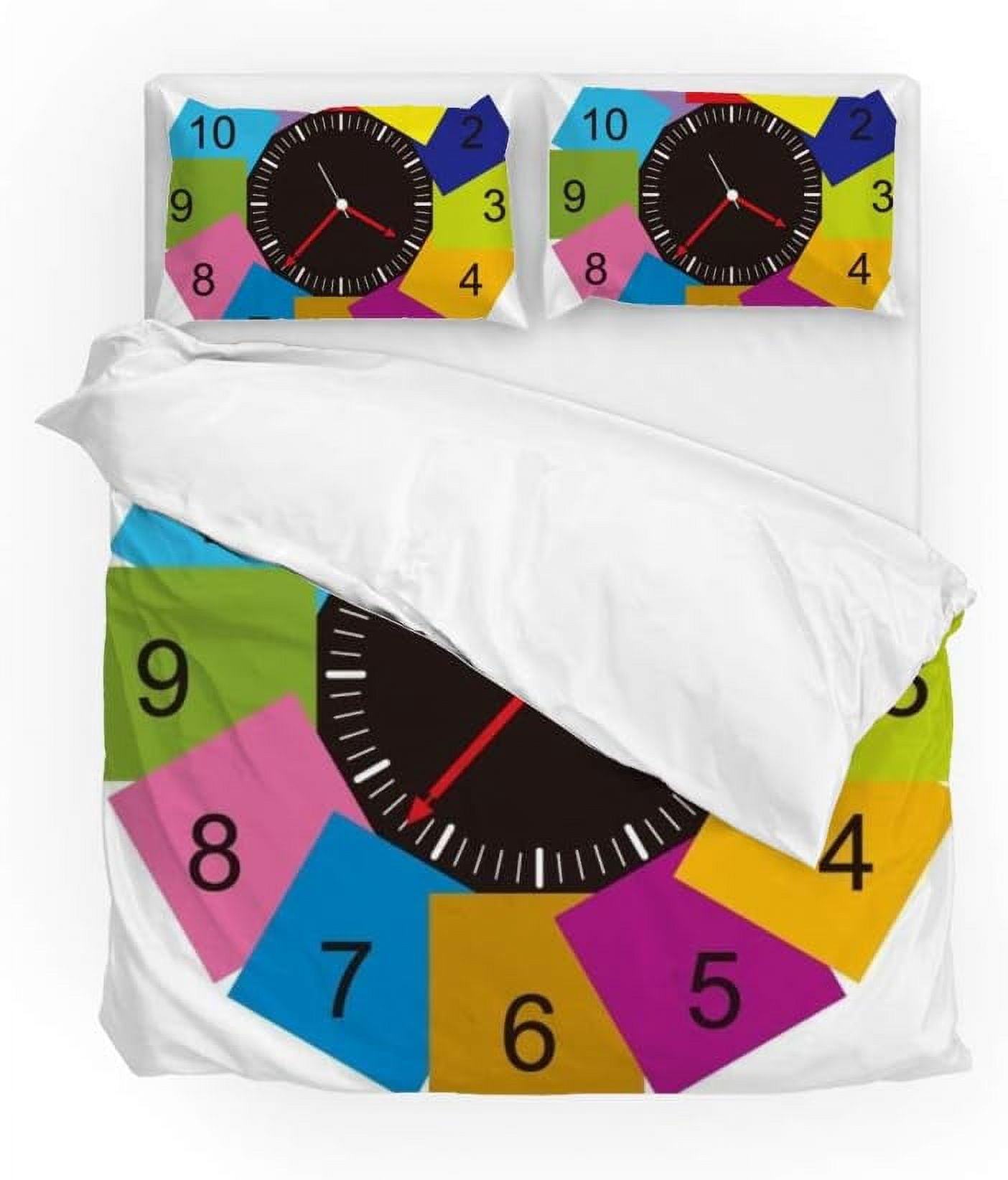 Bedding Set King Size 3 Piece Duvet Cover Set Creative Clock Face ...