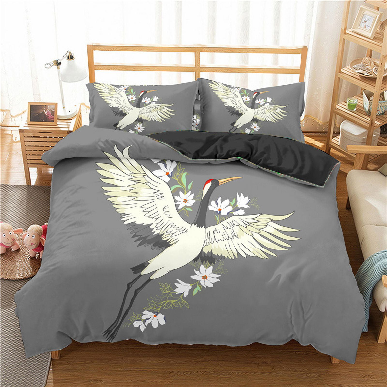 Bedding Set Luxury 3D Crane Print Comfortable Kid Aldult Duvet Cover Pillowcase Home Textile ...