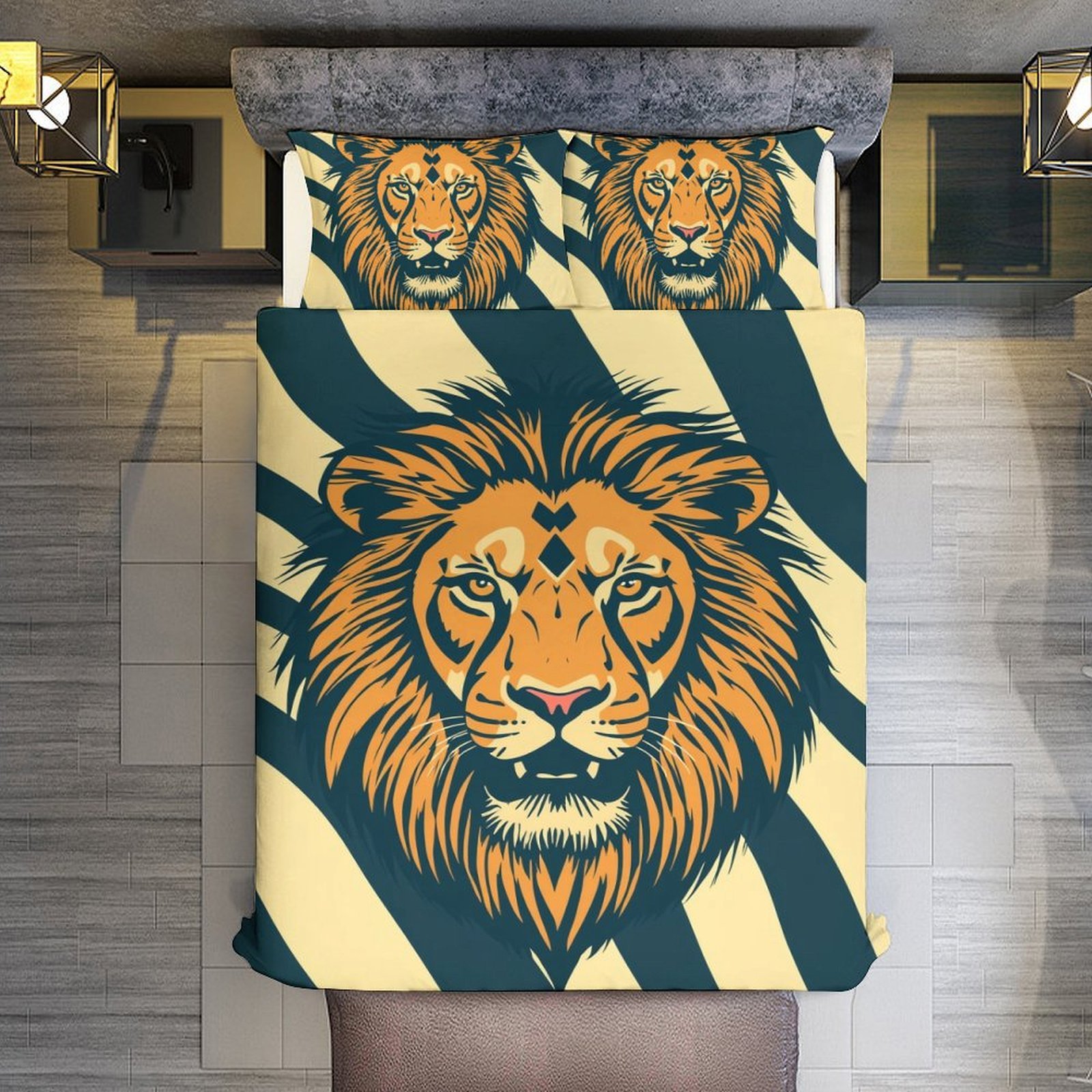 Bedding Set Majestic Lion Head Art Duvet Cover Pillowcase Bedroom ...